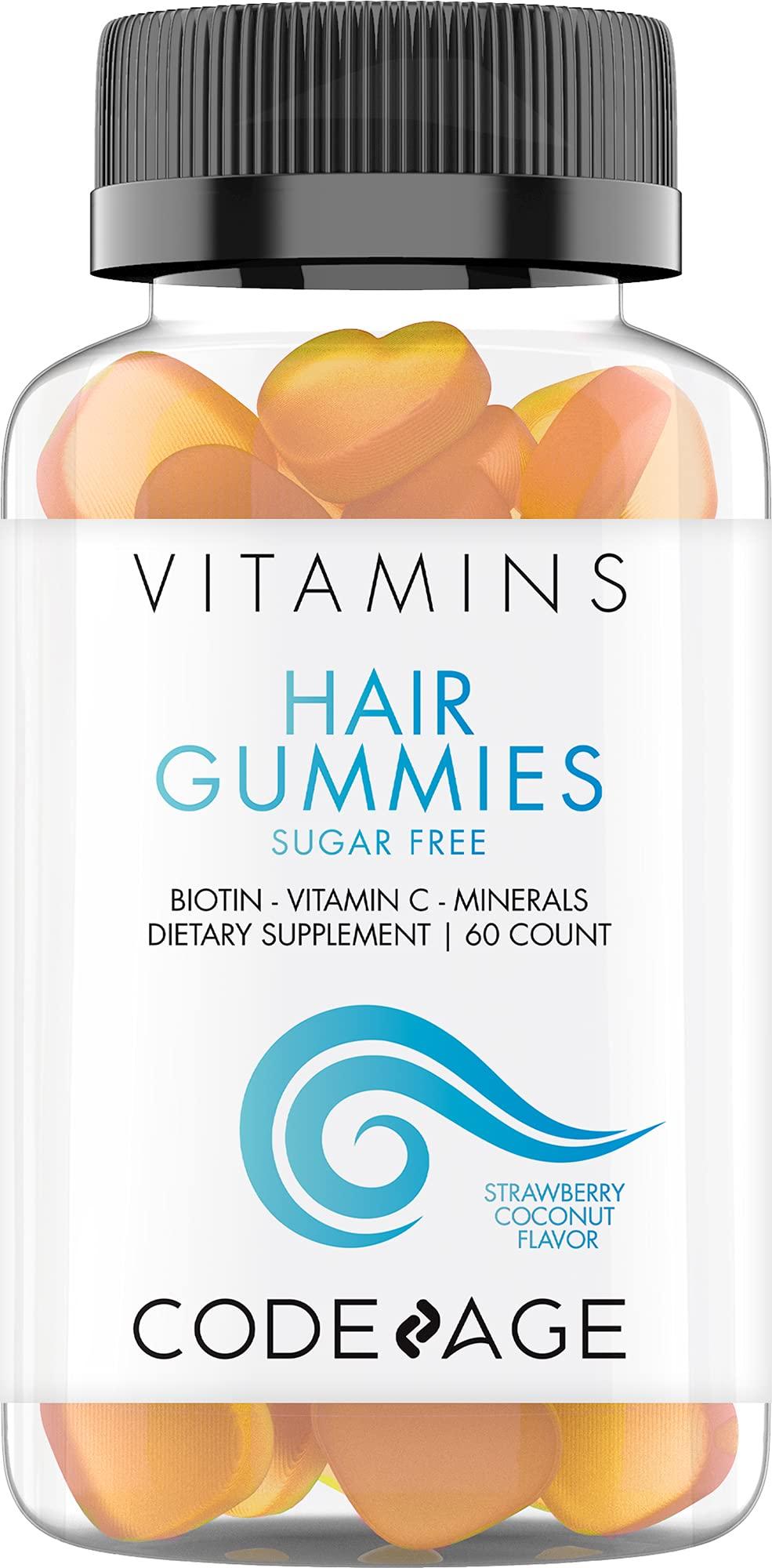 Codeage Hair Gummies Biotin 5000 mcg - Sugar Free Growth Gummy Vitamins ...