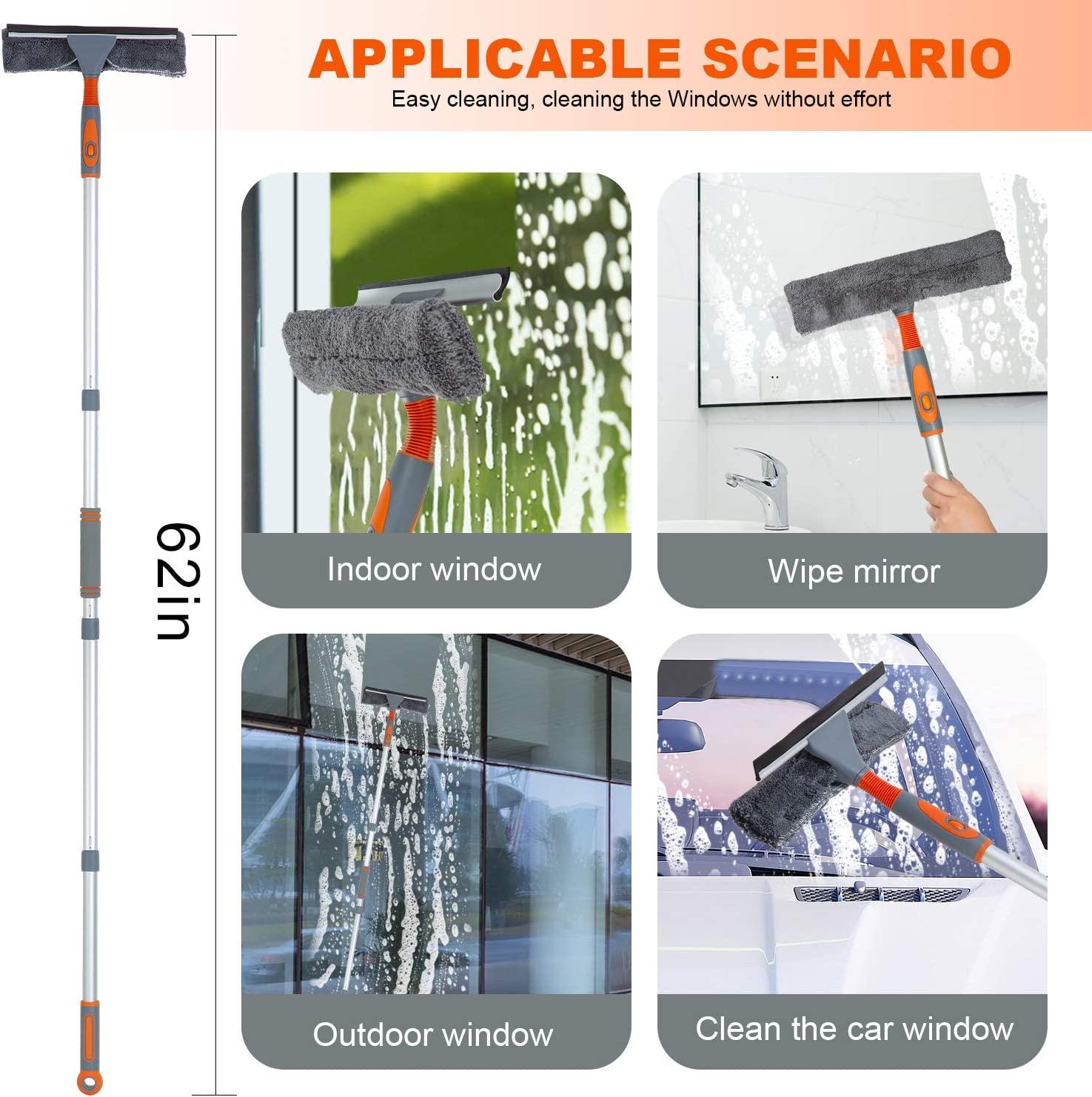 Professional 2-in-1 Window Squeegee Cleaner with Extension Pole - 62 ...