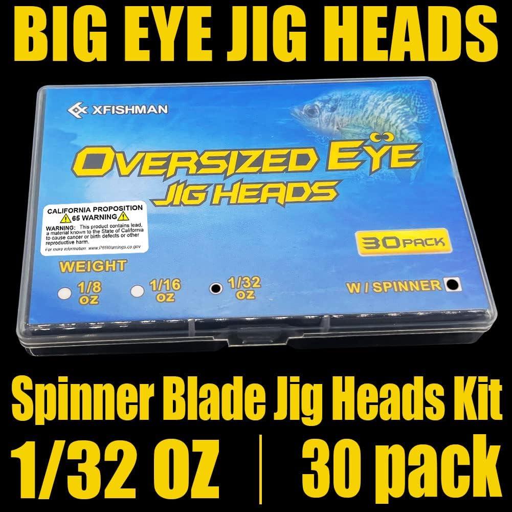 Crappie Jig Heads Kit with Underspin Spinner Blade - 30 Pack, 1/8 1/16 ...