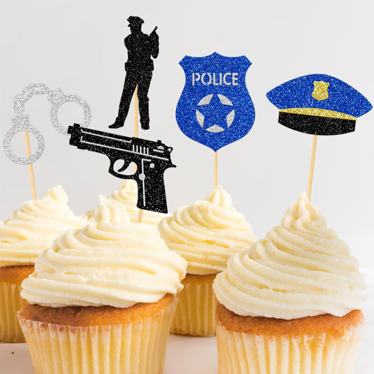 30Pcs Police Academy Graduation Cupcake Toppers Police Officer Party ...