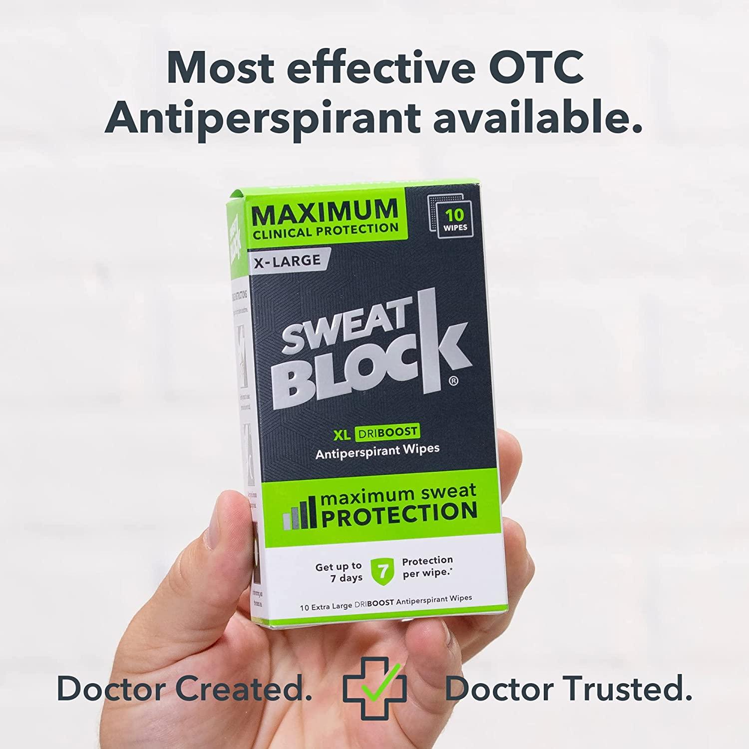 SweatBlock Maximum Strength Antiperspirant Sweat Wipes - 10 Count - Up ...