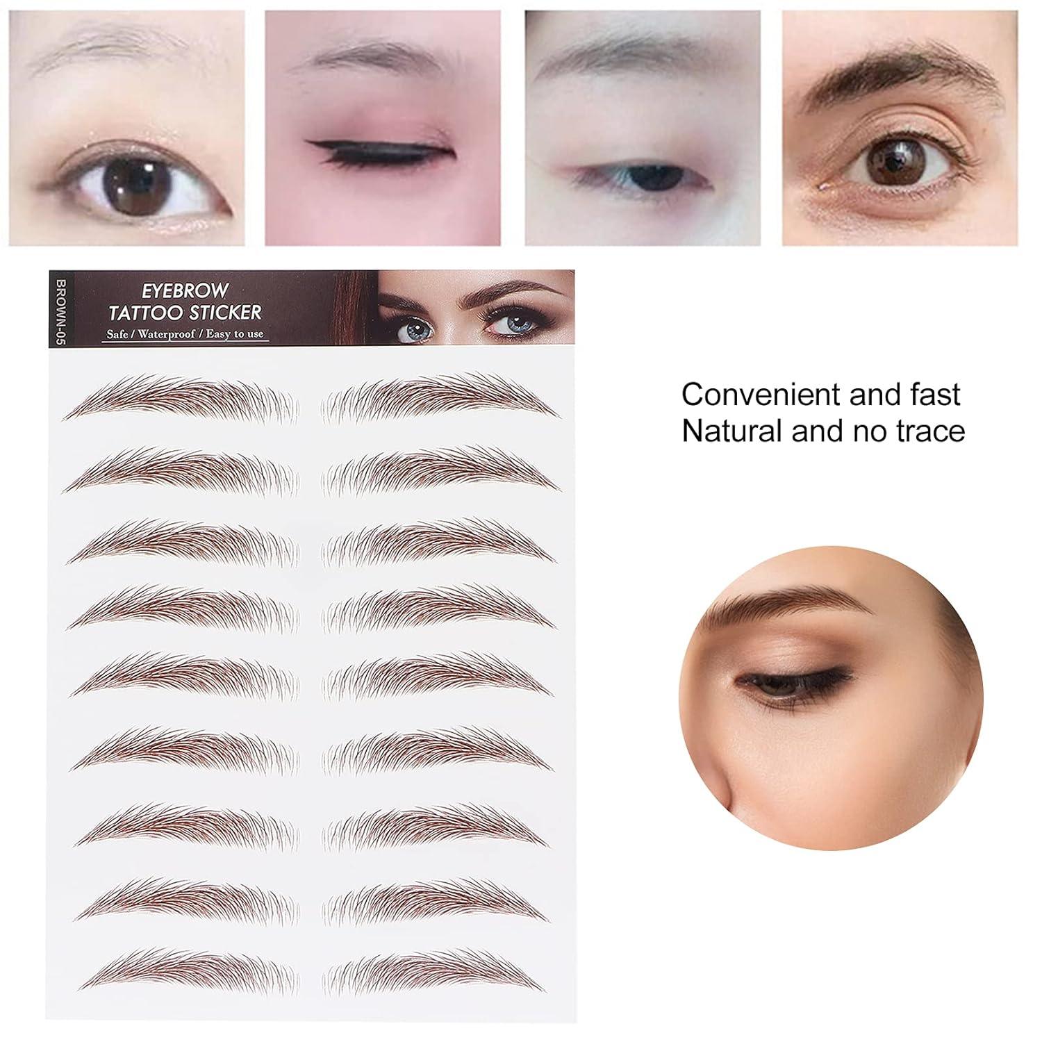 ANKROYU 10 Types Professional Eyebrow Stickers - Natural Brown Transfer ...