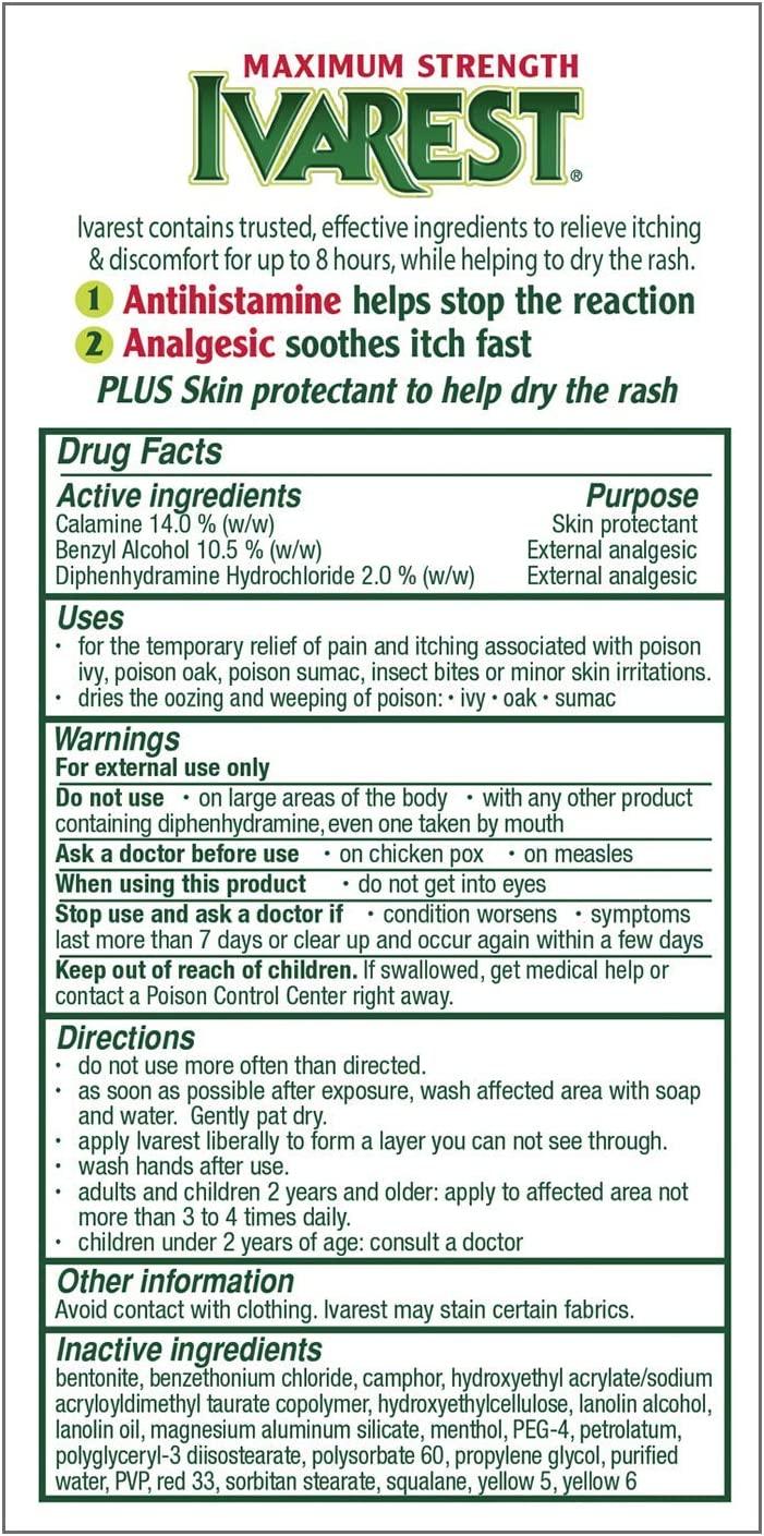 Ivarest Anti-Itch Cream Maximum Strength Medicated 2 Ounce - Fast ...