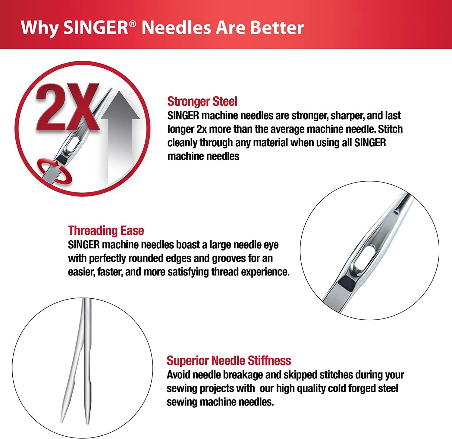 SINGER Titanium Universal Ball Point Machine Needles for Knit Fabric ...