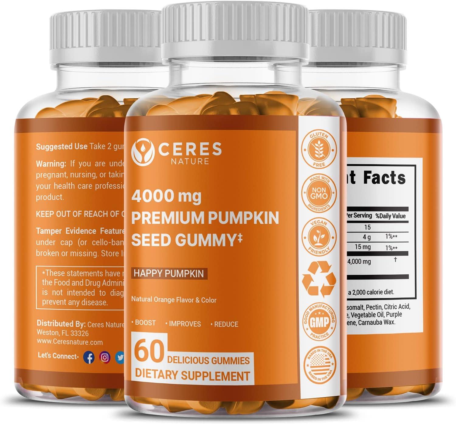 Pumpkin Seed Oil Gummies 4 000mg Hair Growth Uti And Bladder Control