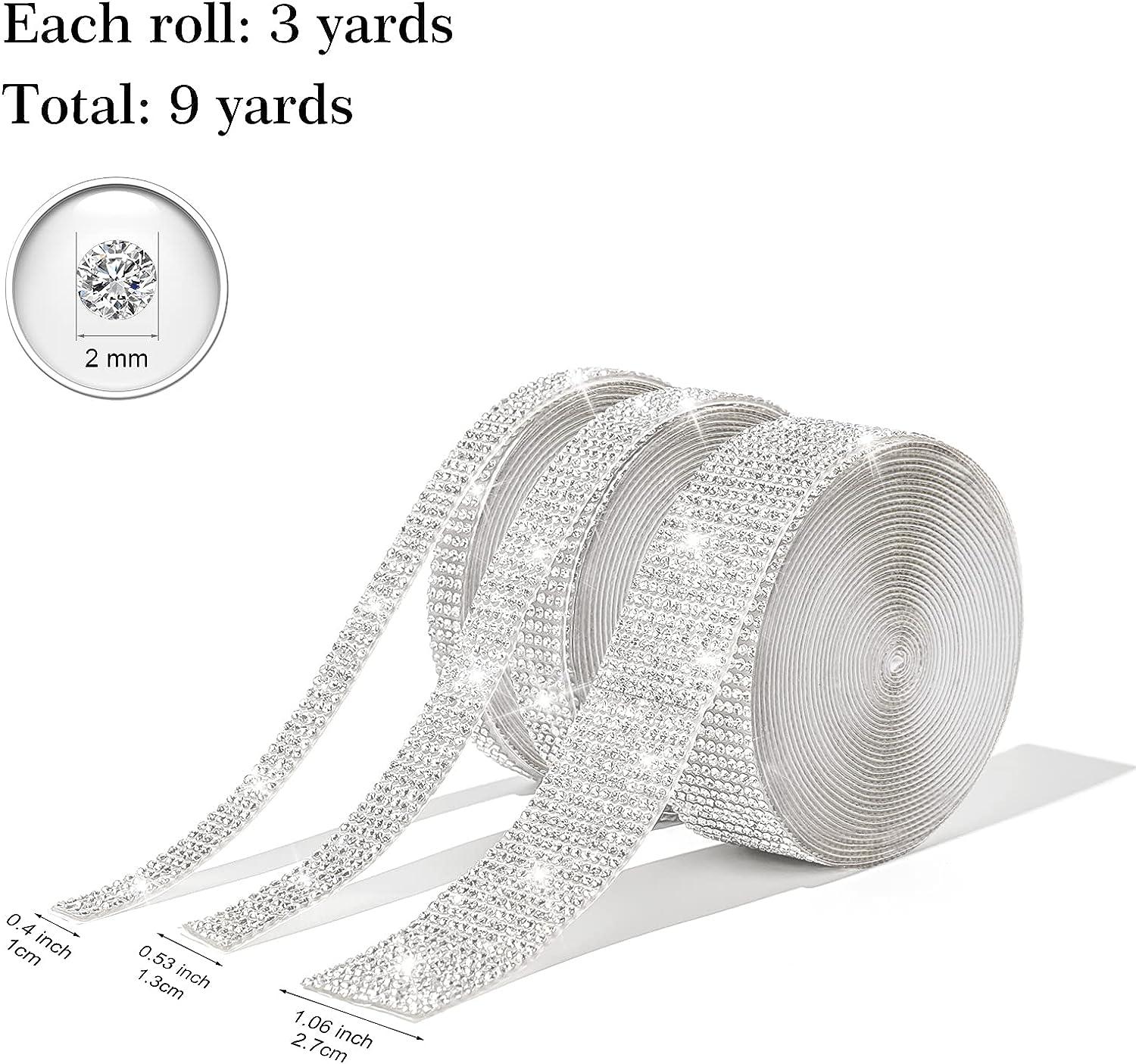 3 Rolls 9 Yards Self Adhesive Crystal Rhinestone Diamond Ribbon - Bling ...