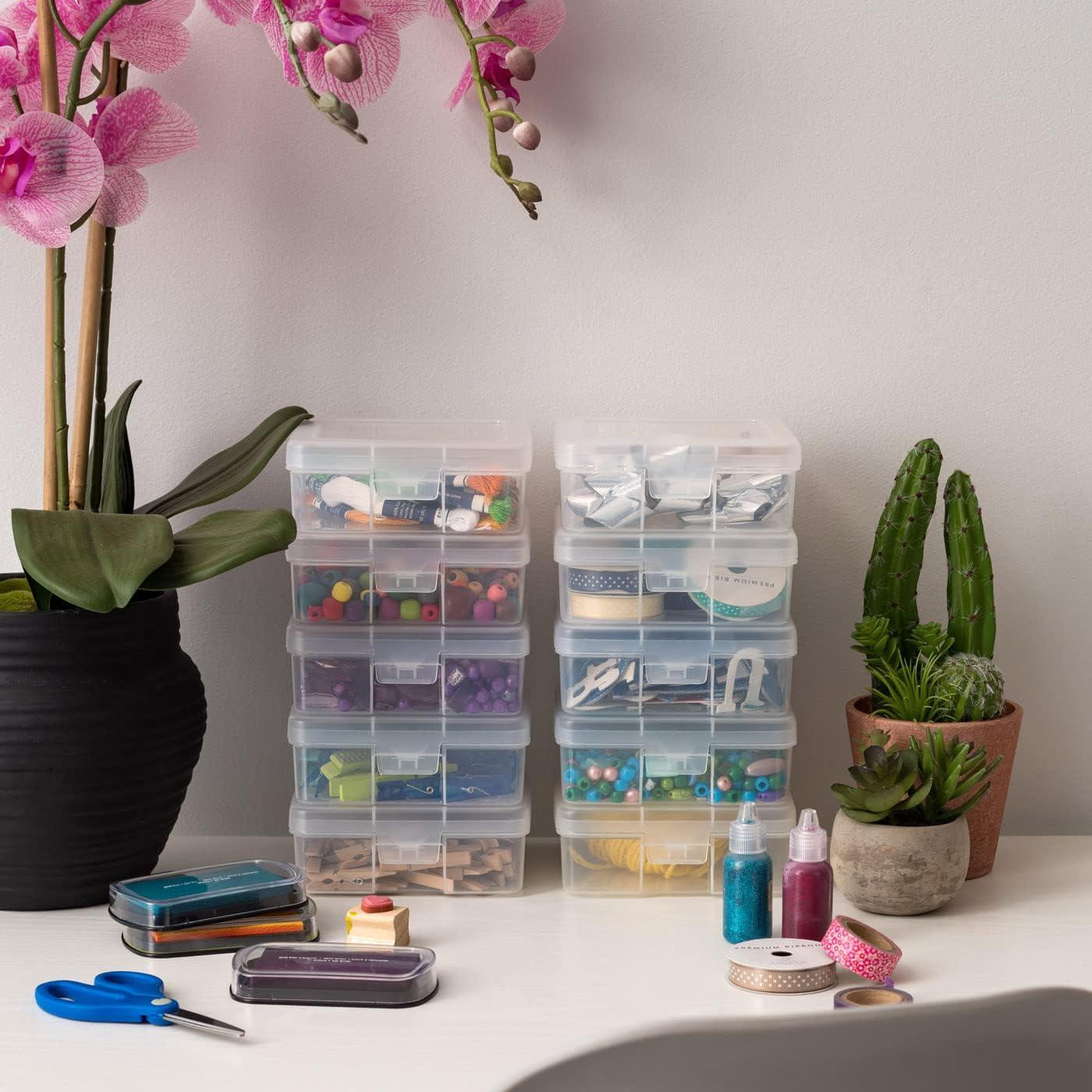 IRIS USA Small Plastic Hobby Craft Organizer Storage Box 10 Pack | Snap ...