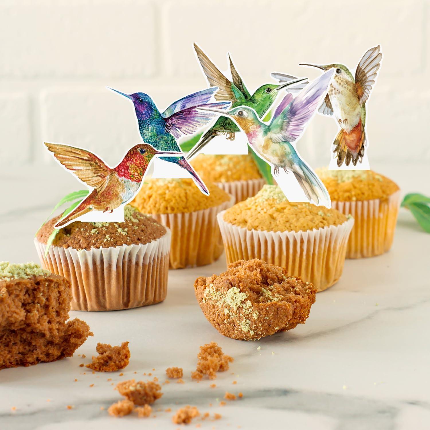 48Pcs Hummingbird Cupcake Toppers Hummingbird Birthday Decorations ...