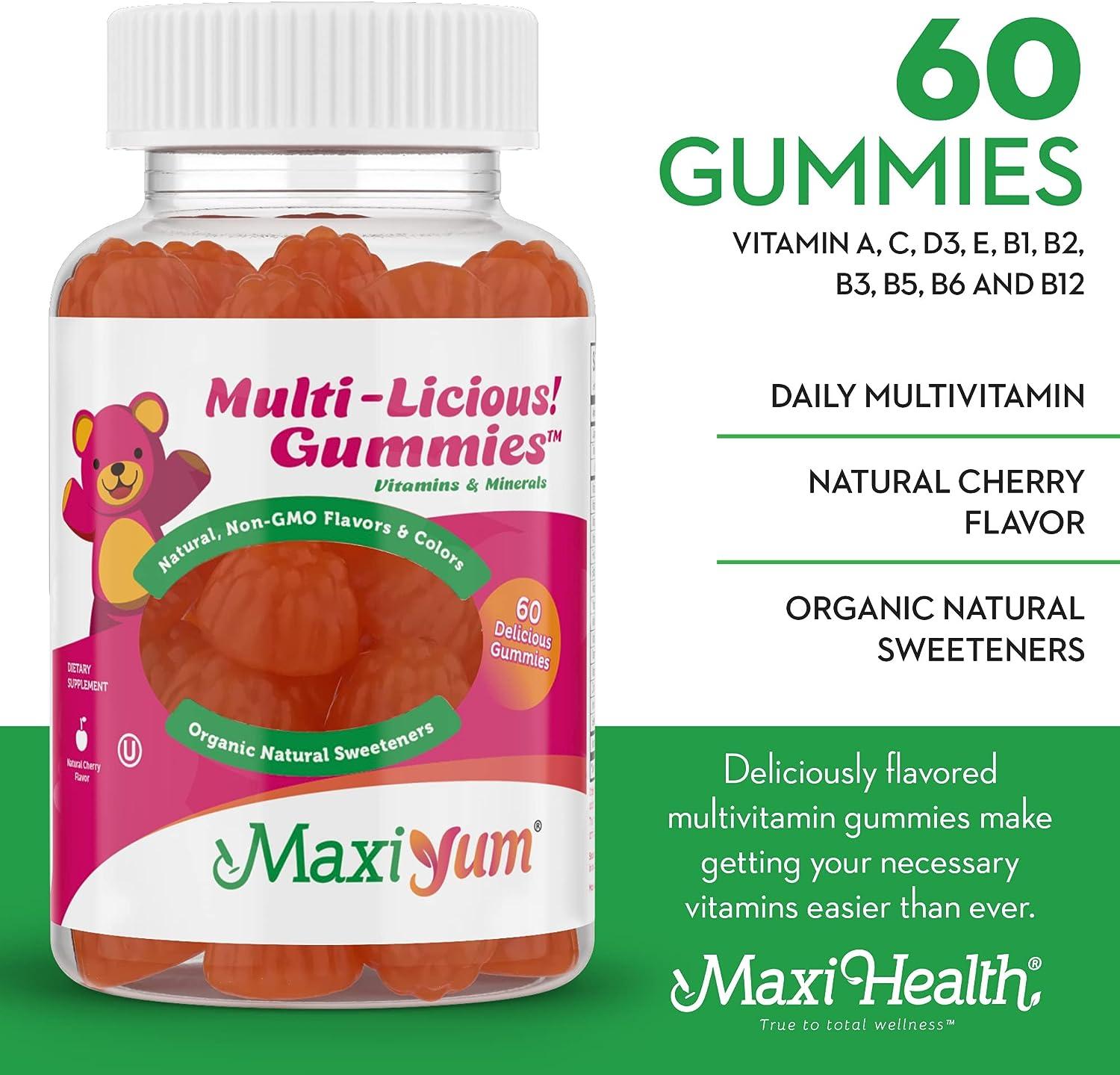 Maxi Health Multivitamin Gummies Vitamins for Adults & Kids - Cherry ...