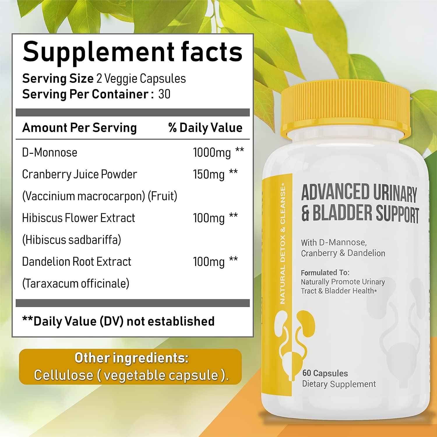 Advanced Urinary Tract & Bladder Support Supplement - D-Mannose ...