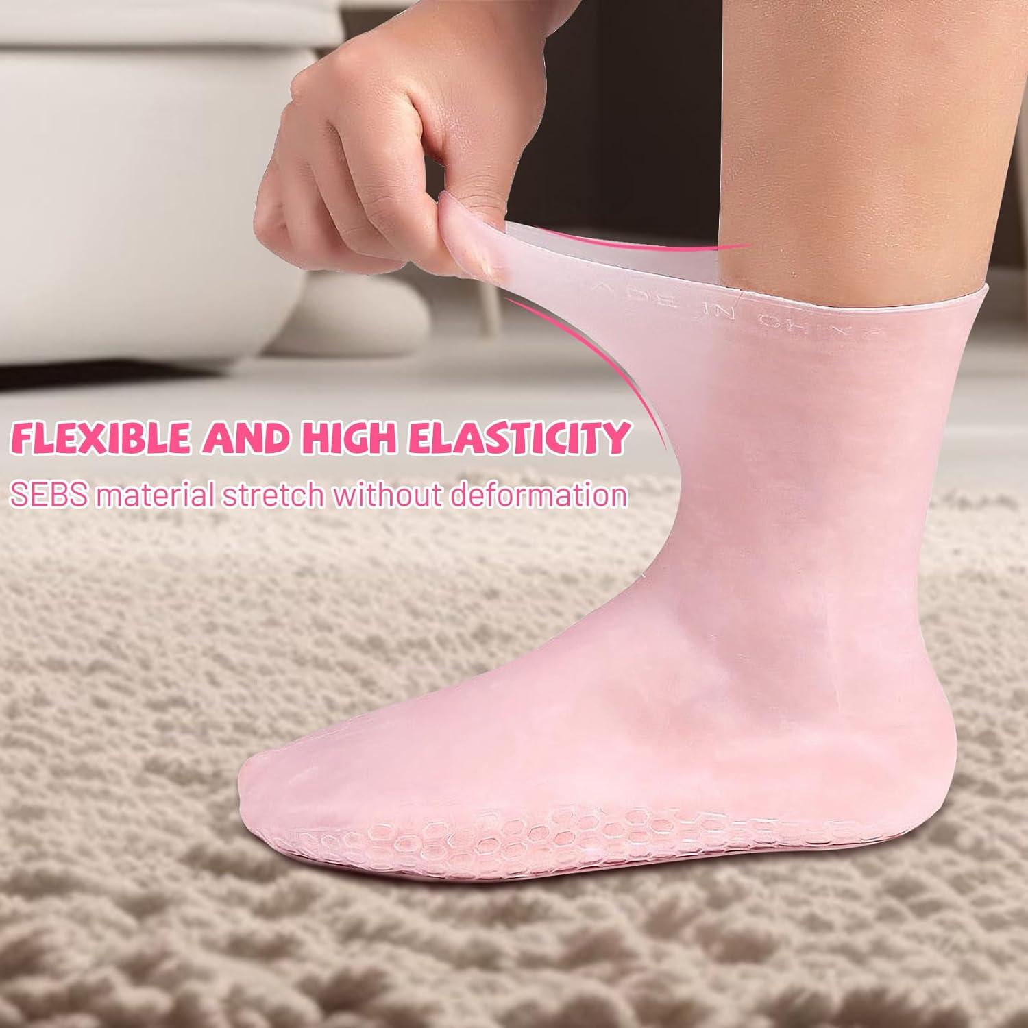 Moisturizing Gel Silicone Socks for Women - Pink Aloe Infused Anti-Slip ...