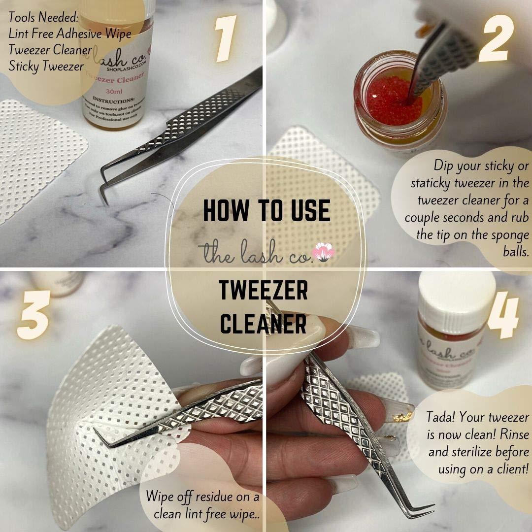 The Lash Co. Tweezer Cleaning Tool Solution/Liquid Adhesive Remover & 2 ...