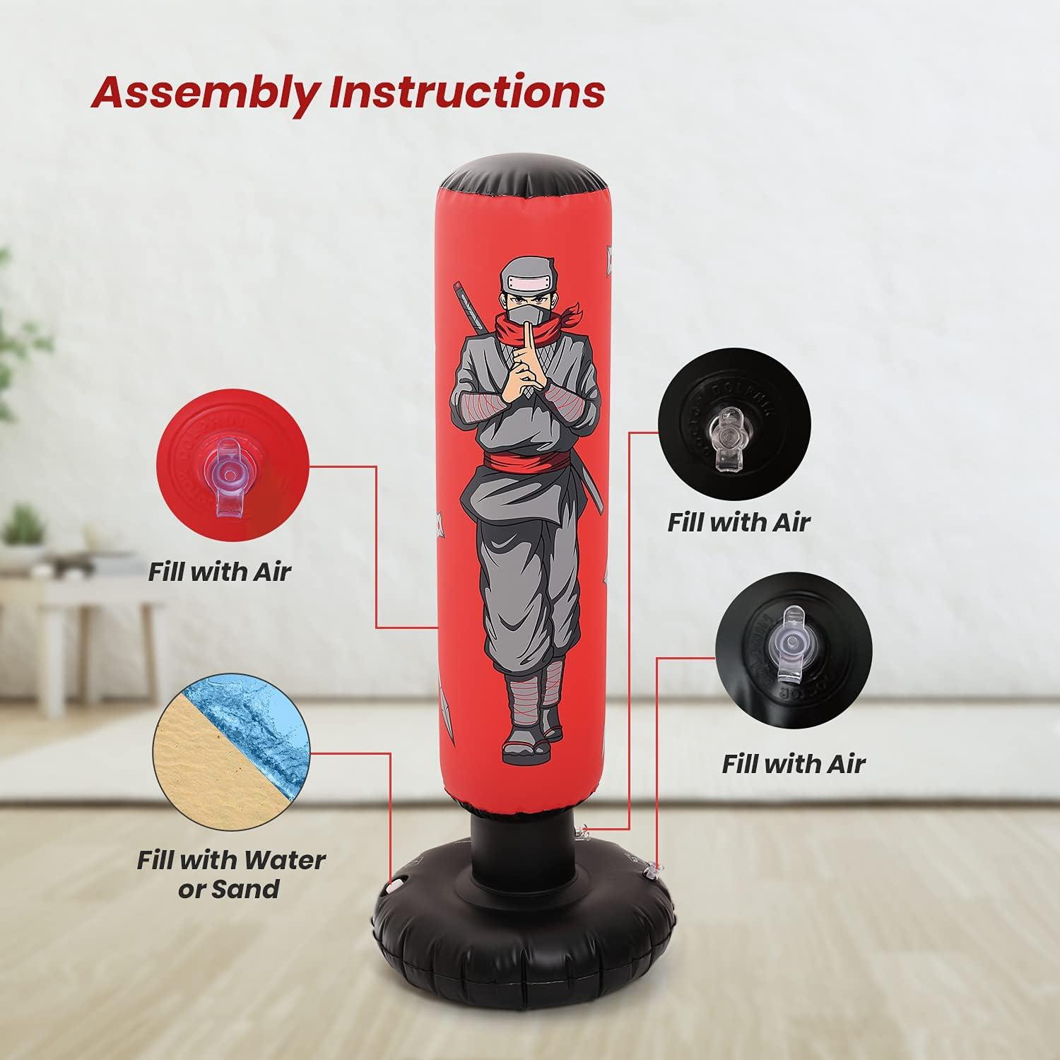 Inflatable Kids Punching Bag with Boxing Gloves | 47 High Free Standing ...