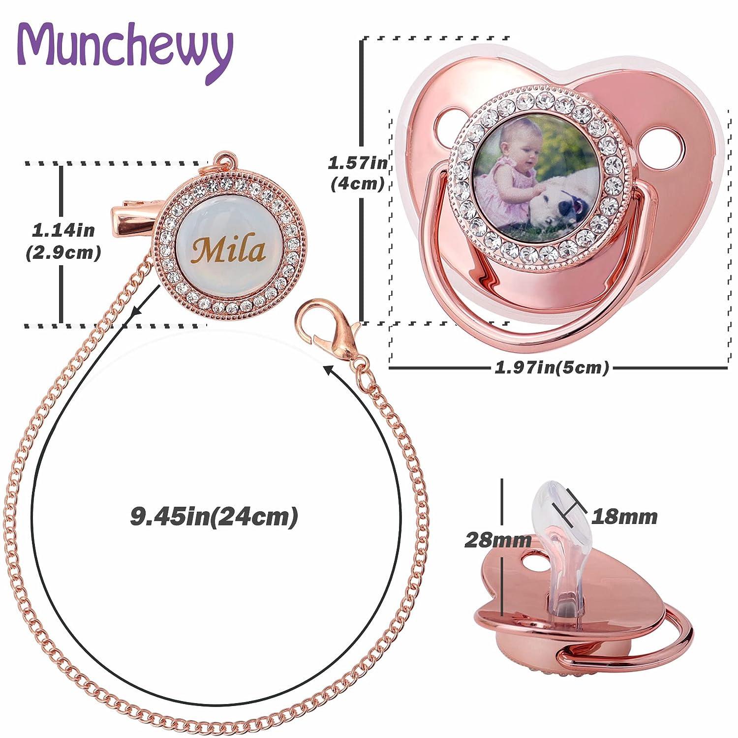 Personalized Gold Pacifier & Clip Set with Gift Box - Glitter Crystal ...