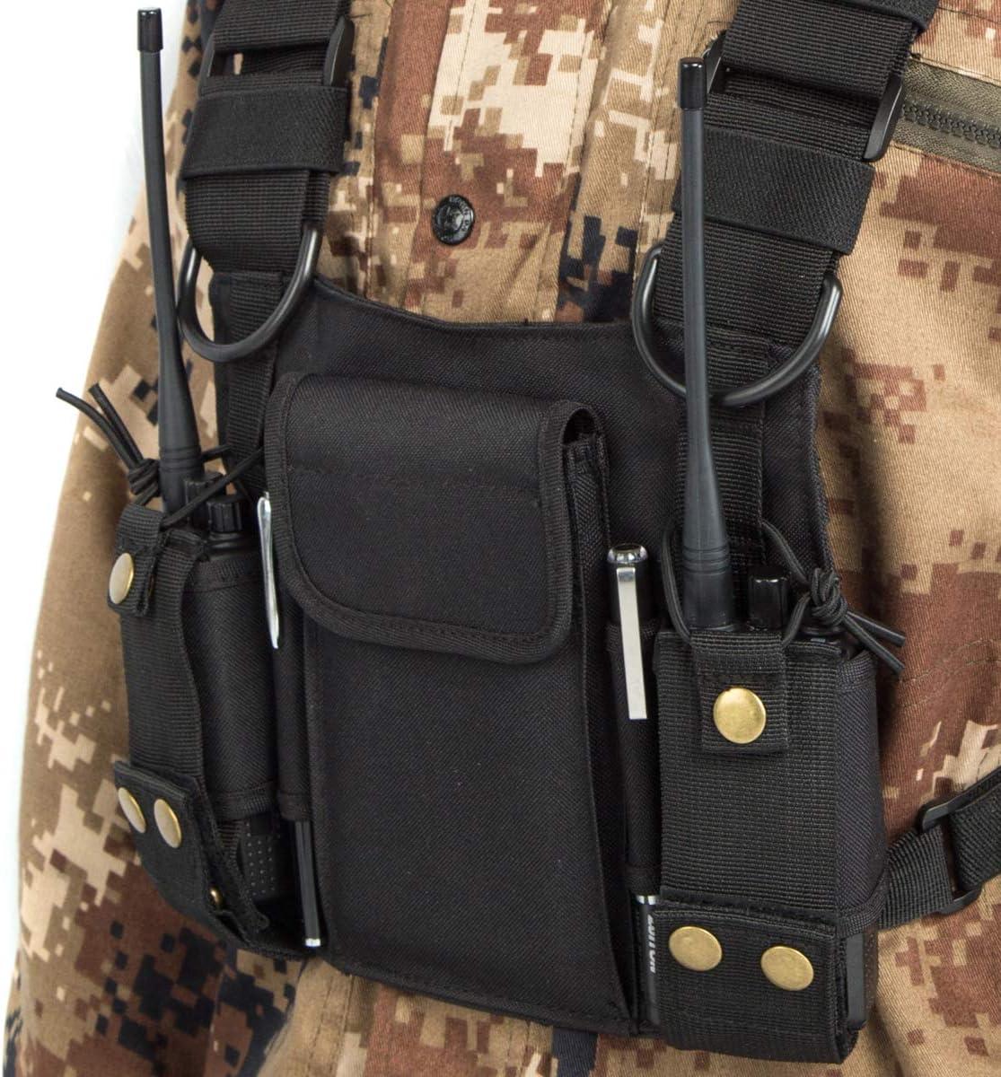 Radio Shoulder Holster Chest Harness for Two Way Radio - Black ...