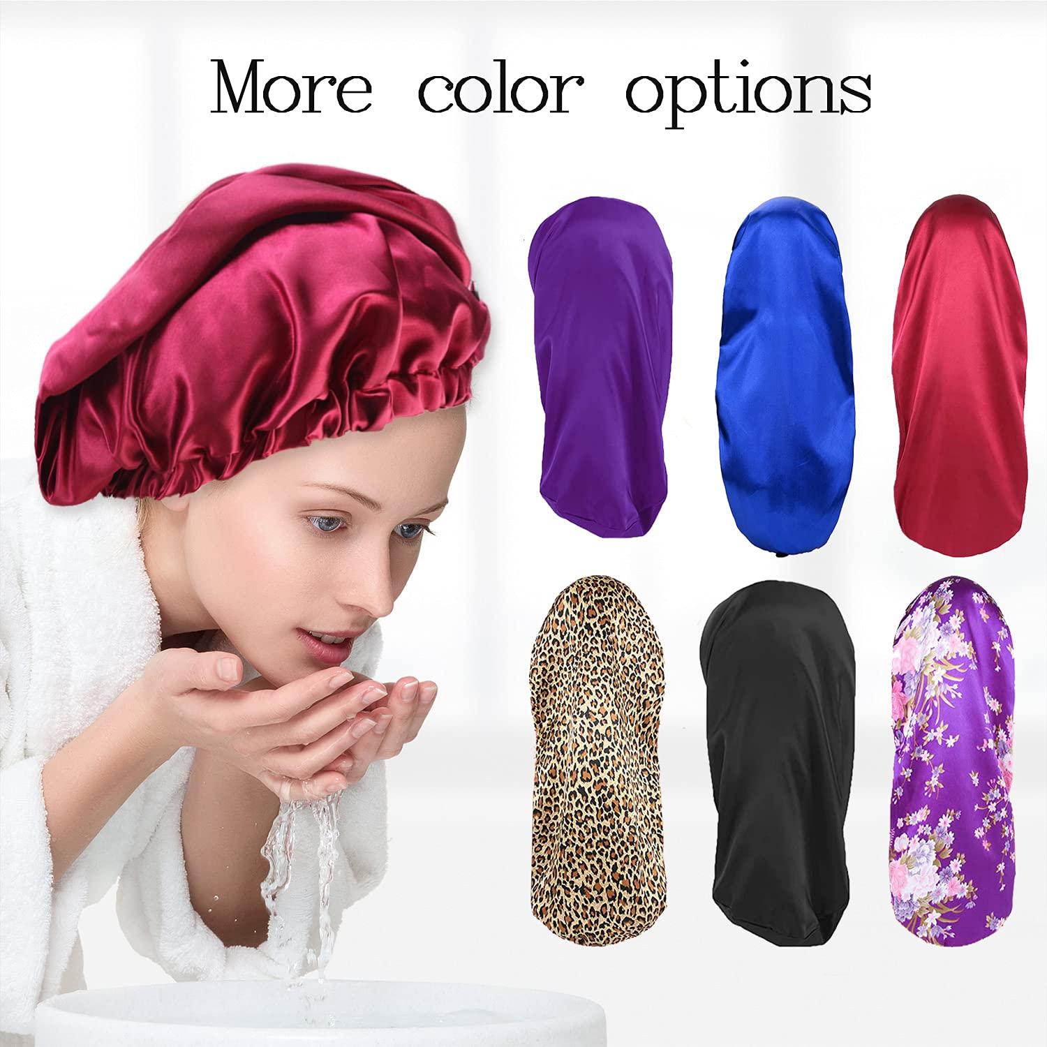 2 Pack Long Satin Hair Braid Bonnet for Black Women - Adjustable Sleep ...