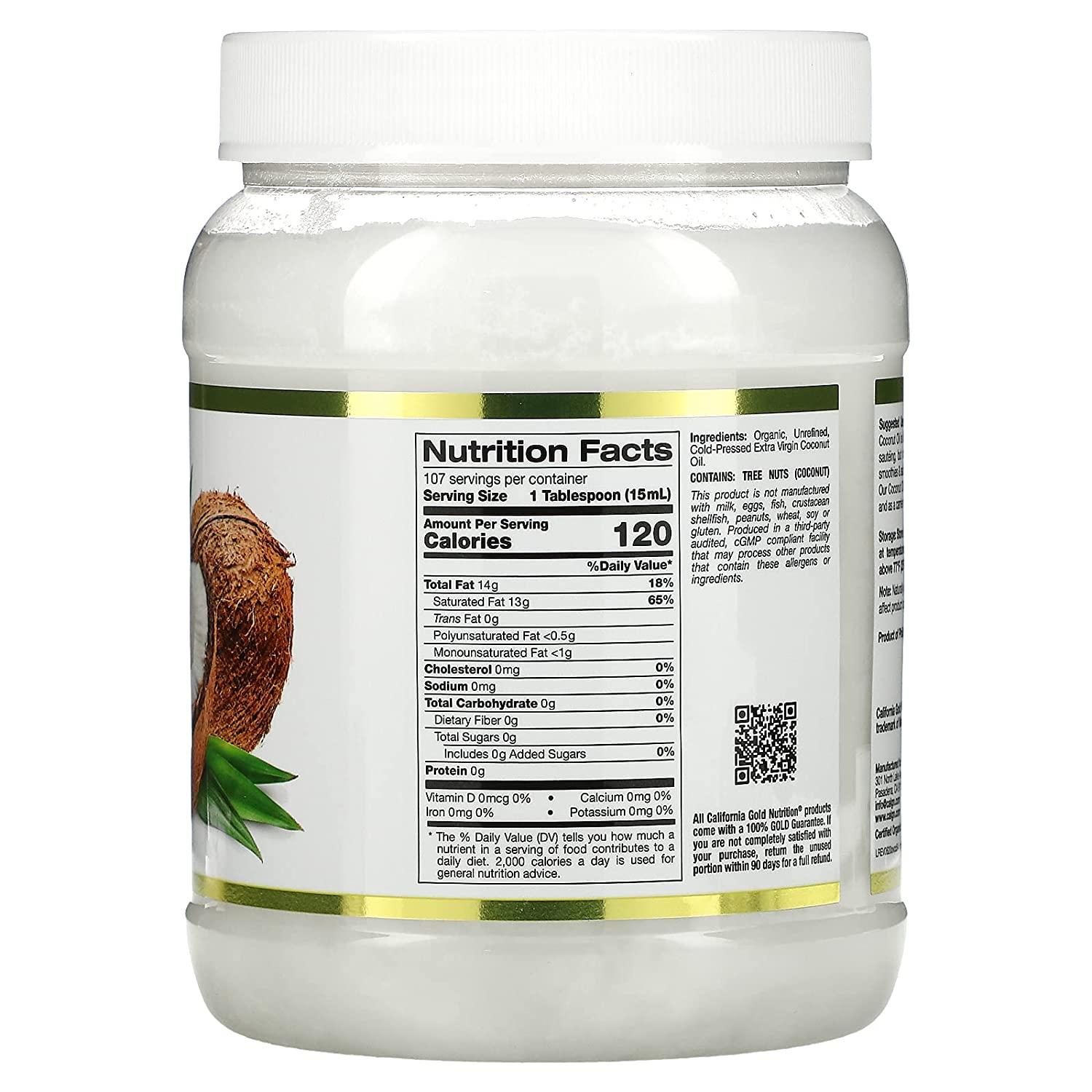 Certified USDA Organic Extra Virgin Coconut Oil 54 fl oz - Cold-Pressed, Non-GMO, Hexane ...