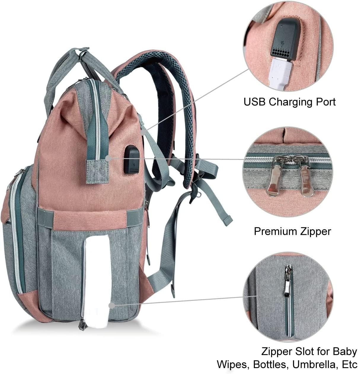 Tili Dili Premium Diaper Backpack with USB Charging Port - Blush Pink ...