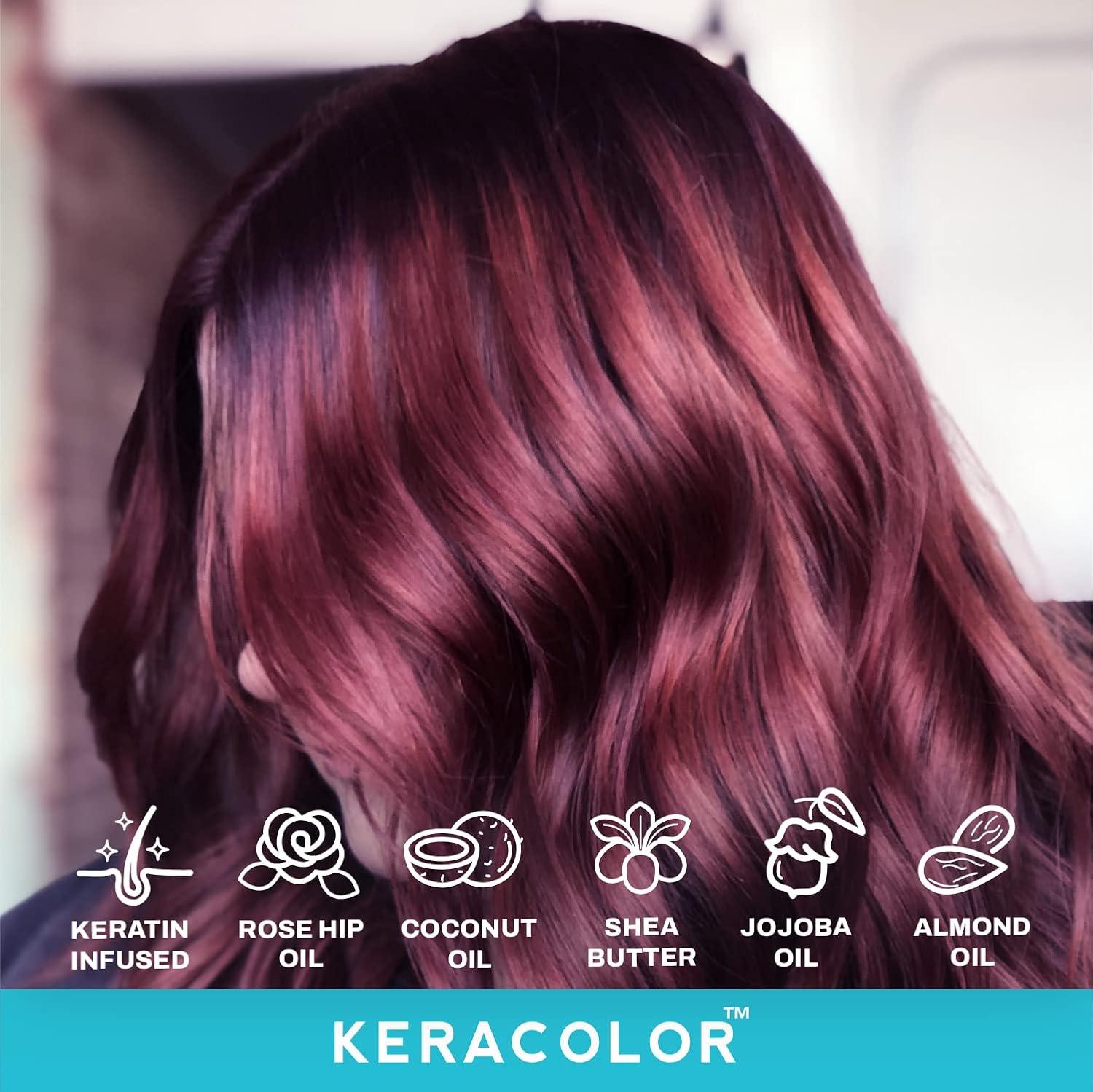 KERACOLOR Kit of 3-in-1 (Cleanse + Conditioner + Color) Merlot Semi ...