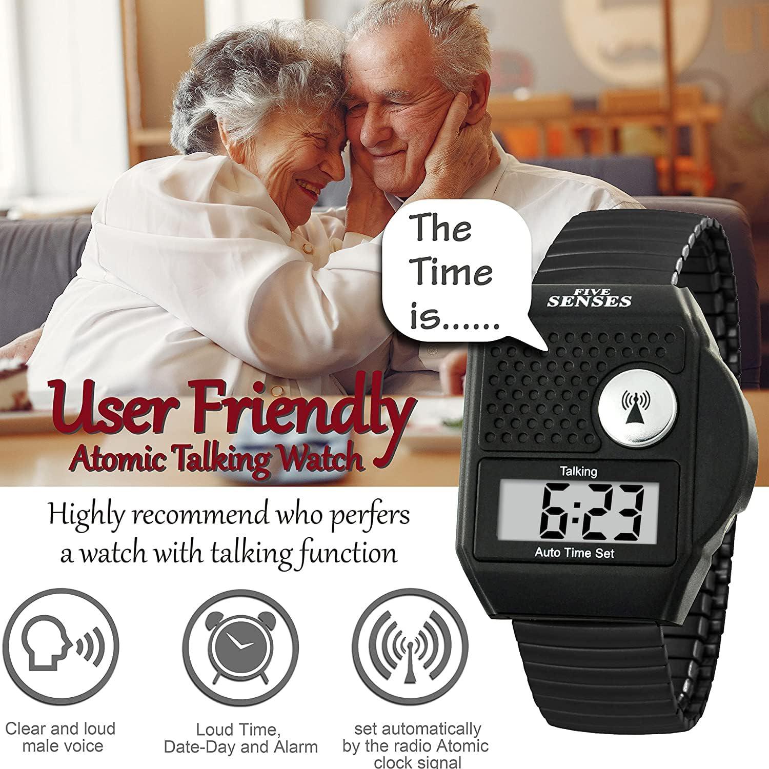 Five Senses English Atomic Talking Watch for Seniors - Easy to Use ...