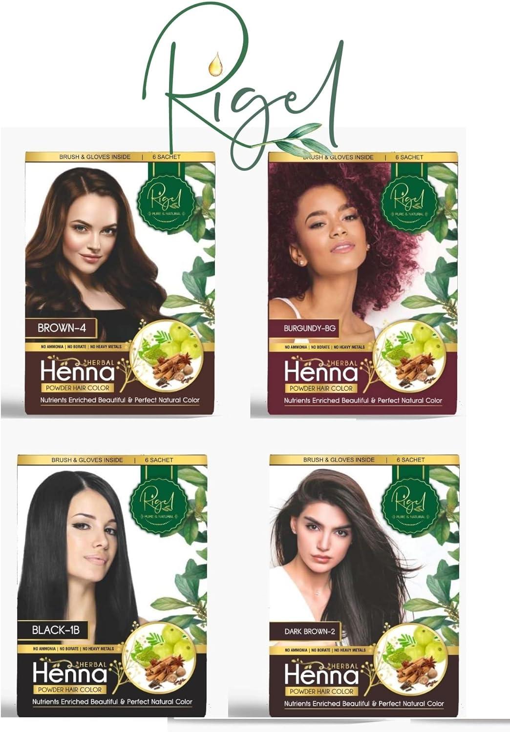Rigel Herbal Henna Powder BLACK Hair Color Dye Perfect Natural ...