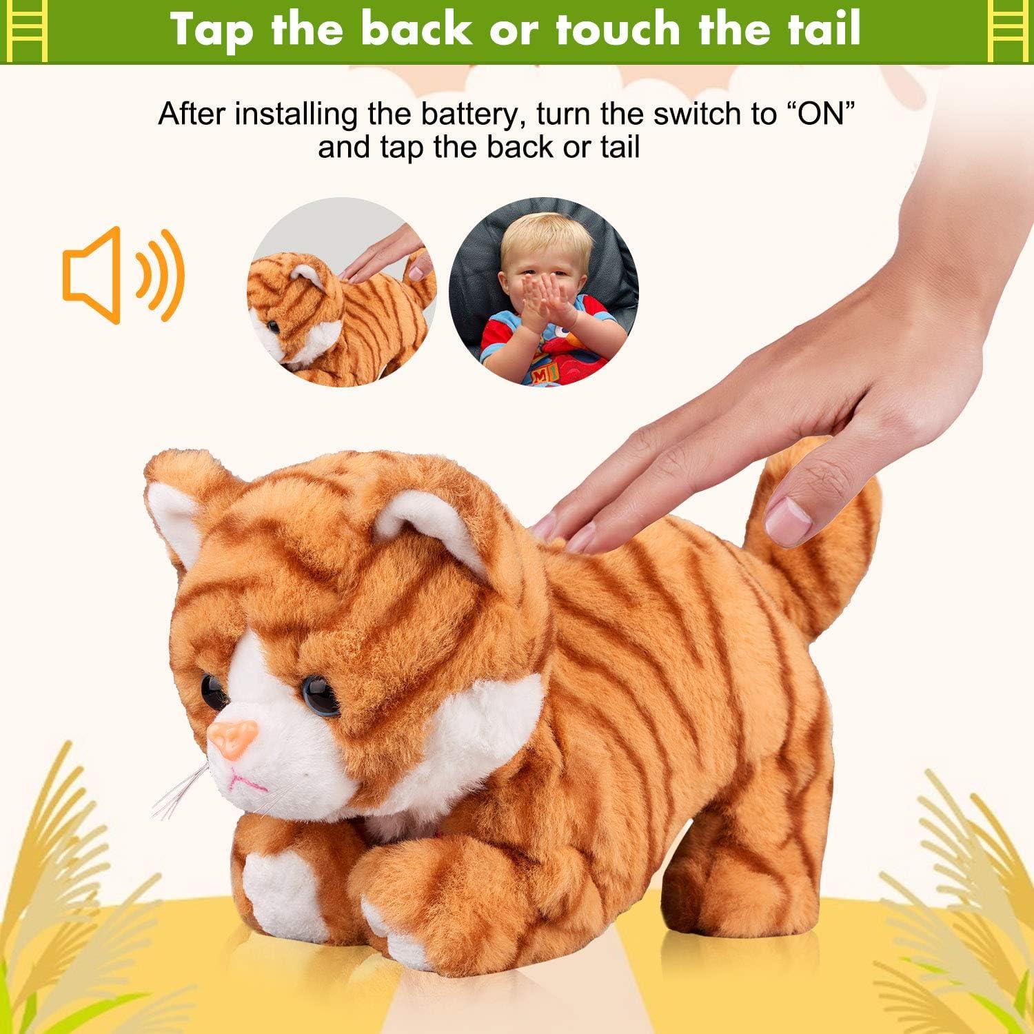Yellow Plush Interactive Cat Robot Toy | Barking Meow Kitten | Touch ...