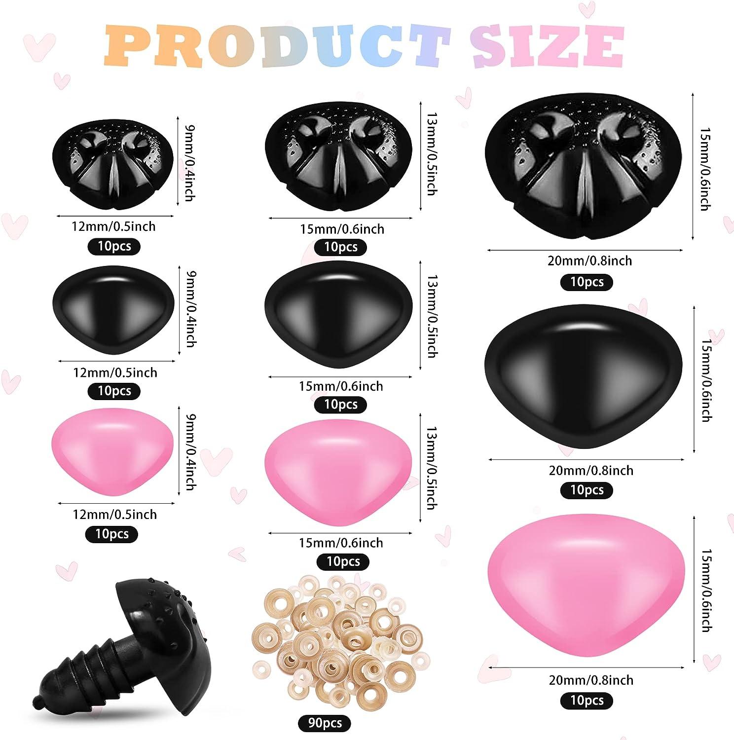 90 Pcs Large Pink Safety Noses for Amigurumi | 11mm, 15mm, 20mm | Crochet, Craft, Doll, Puppet ...