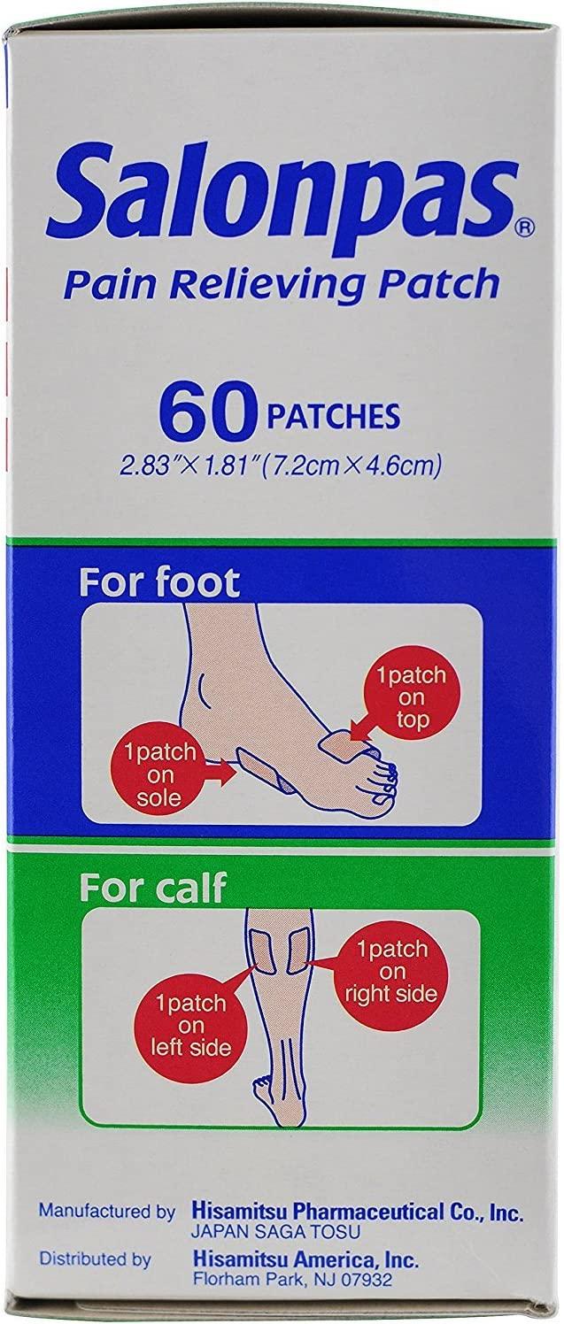 Salonpas Pain Relieving Patches 60 Count - Pack of 2 for Targeted ...