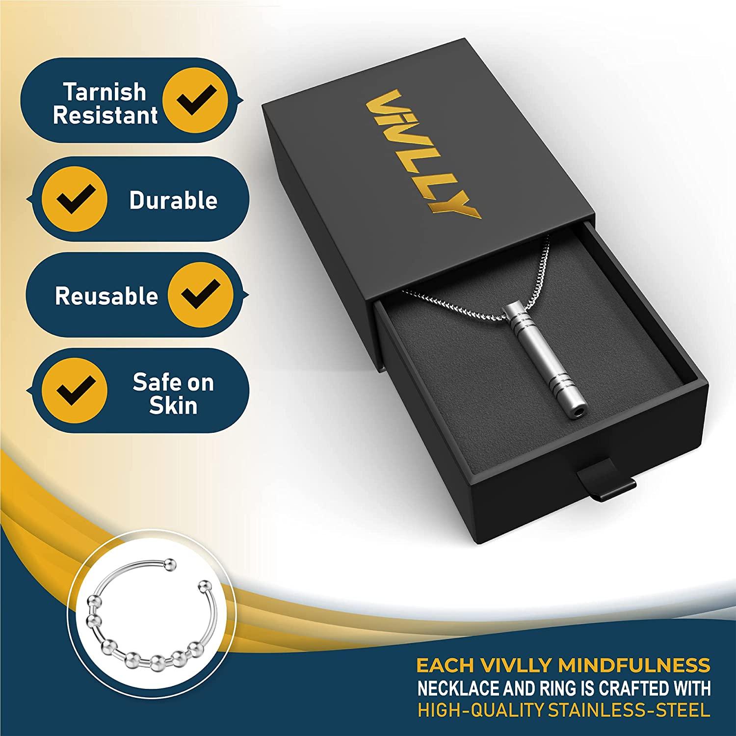 Vivlly Stress Relief Mindful Breathing Necklace for Anxiety and ...