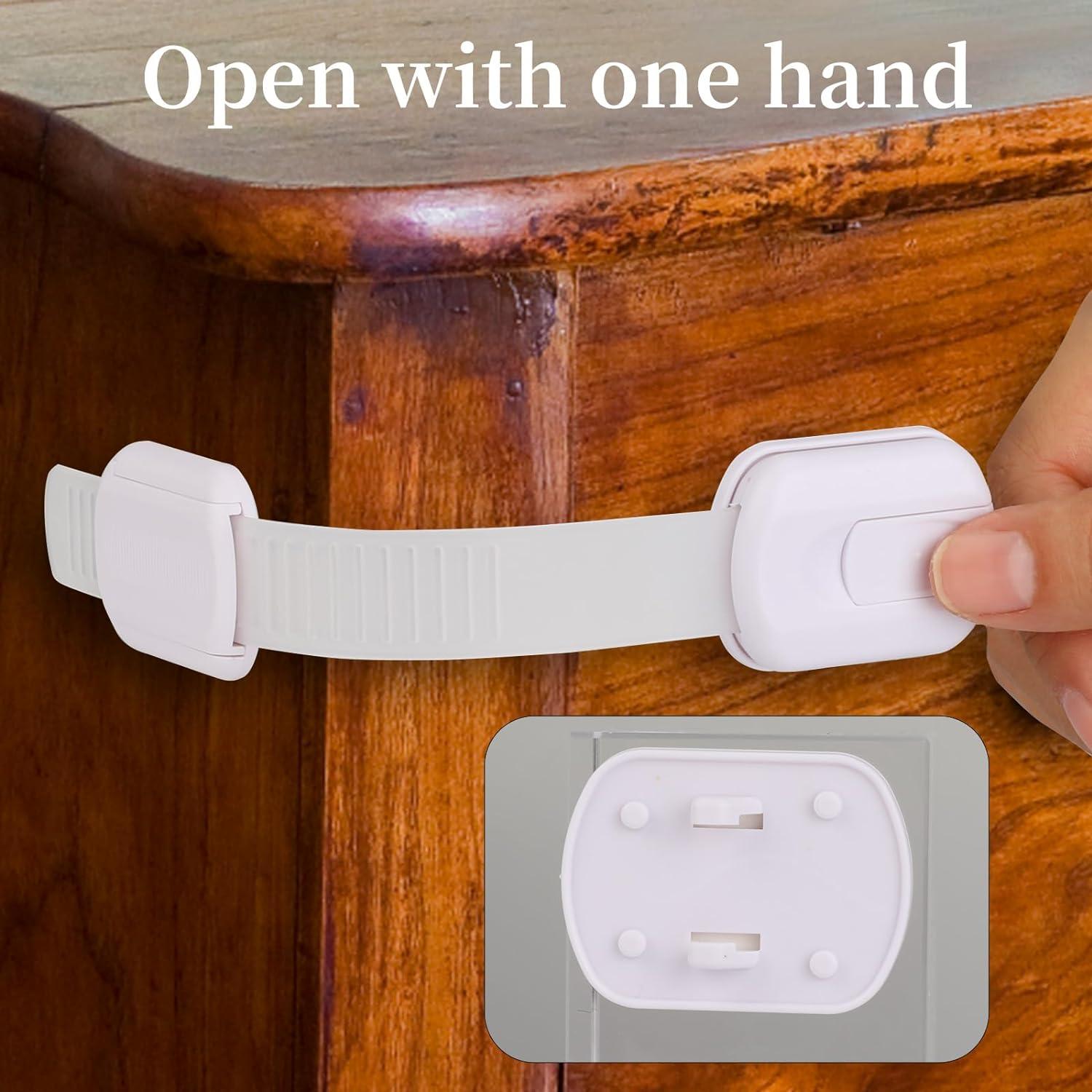 5pcs Child Safety Cabinet Strap Locks - No Screws, Multi Use Latch with ...