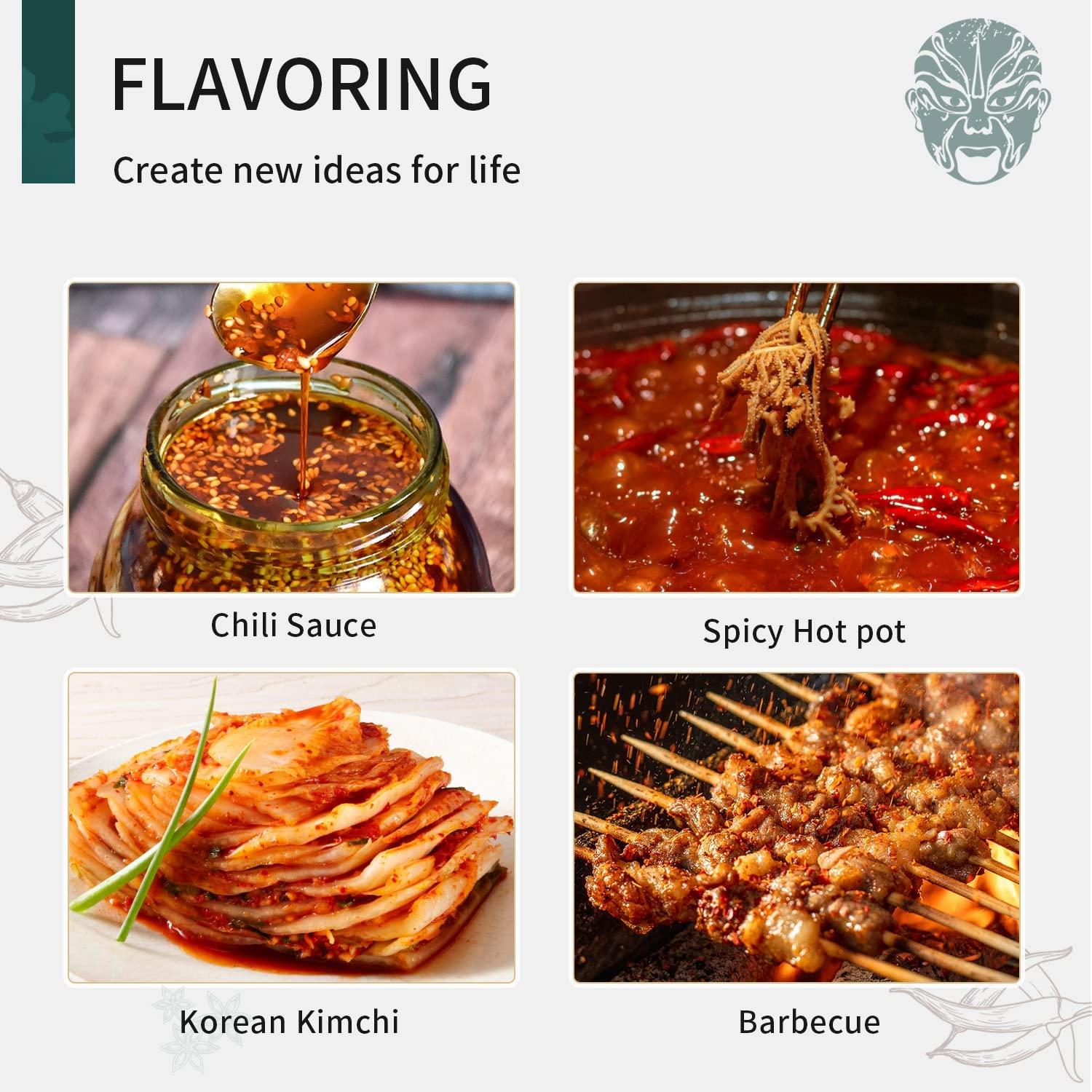 Soeos 7oz Sichuan Chili Flakes - Non-GMO, All Natural, Medium Hot ...
