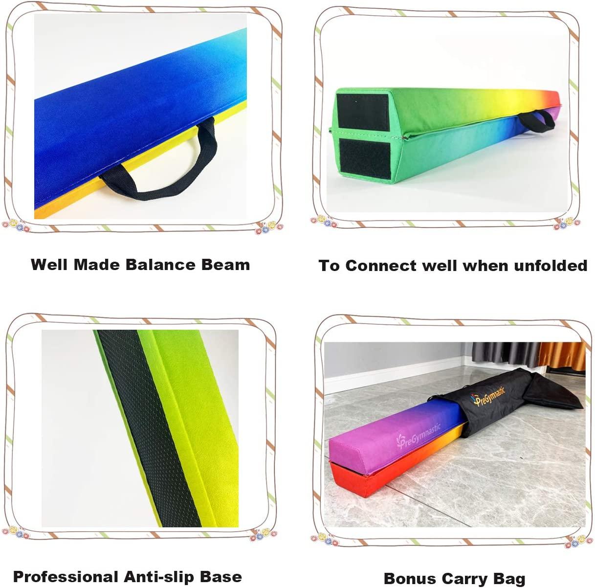 PreGymnastic 8FT Folding Balance Beam - Extra-Firm Suede Cover with ...