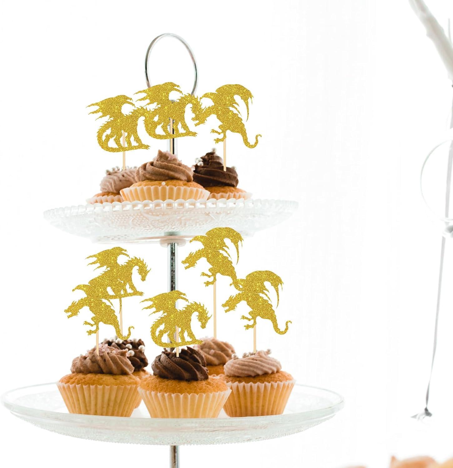 Ambishi 24pcs Dragon Cupcake Toppers/Dragon Knight Birthday Baby Shower ...