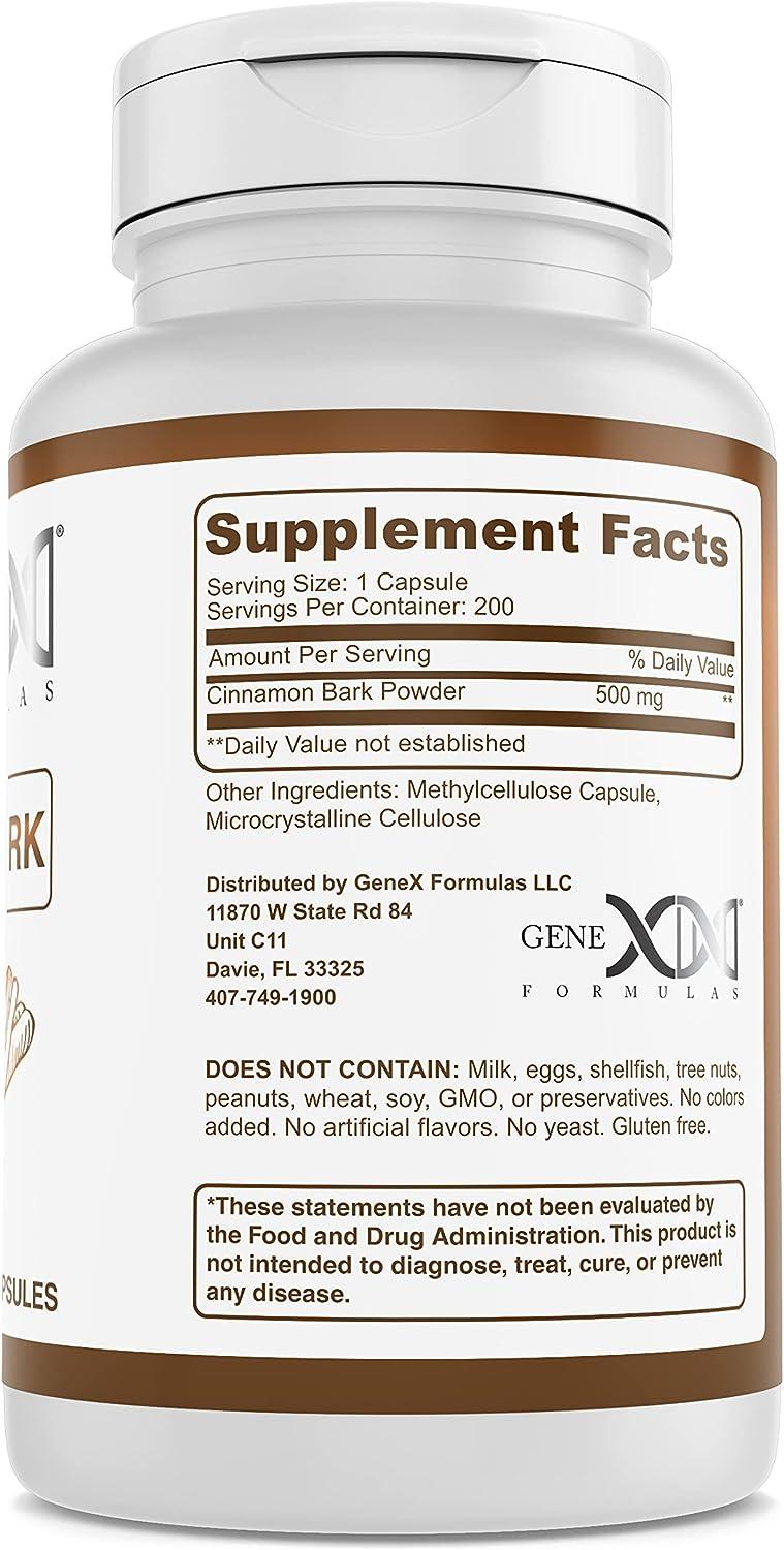 Genex Cinnamon Bark 500mg - 200 Capsules | Pure and Natural Supplement ...