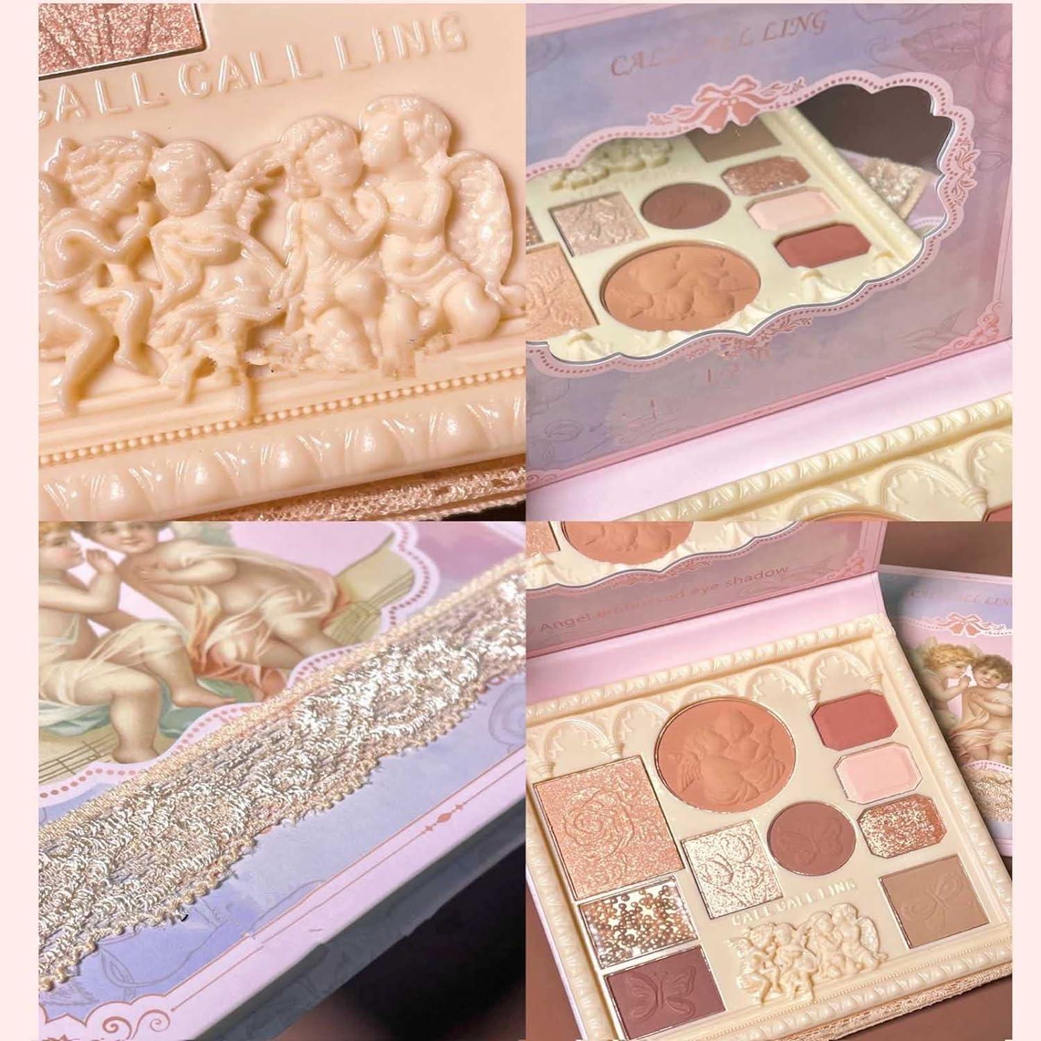 Embossed 10-Color Eyeshadow Palette: Matte & Glitter Shades, Blush ...