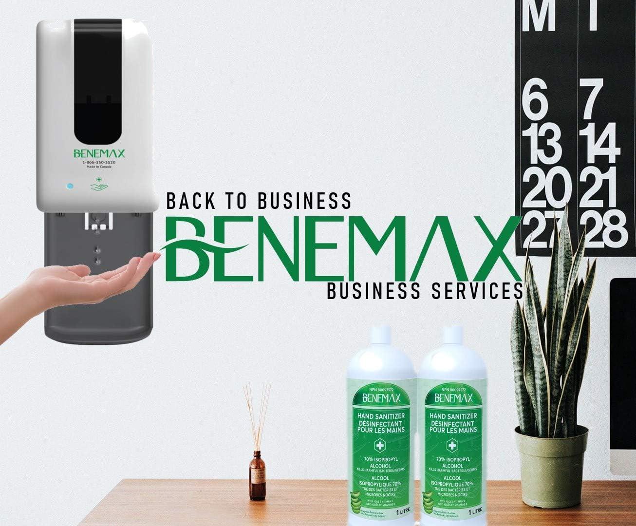 Benemax Touchless Automatic Hand Cleaner Dispenser. Two Full Refills with Purchase. Easy Wall ...