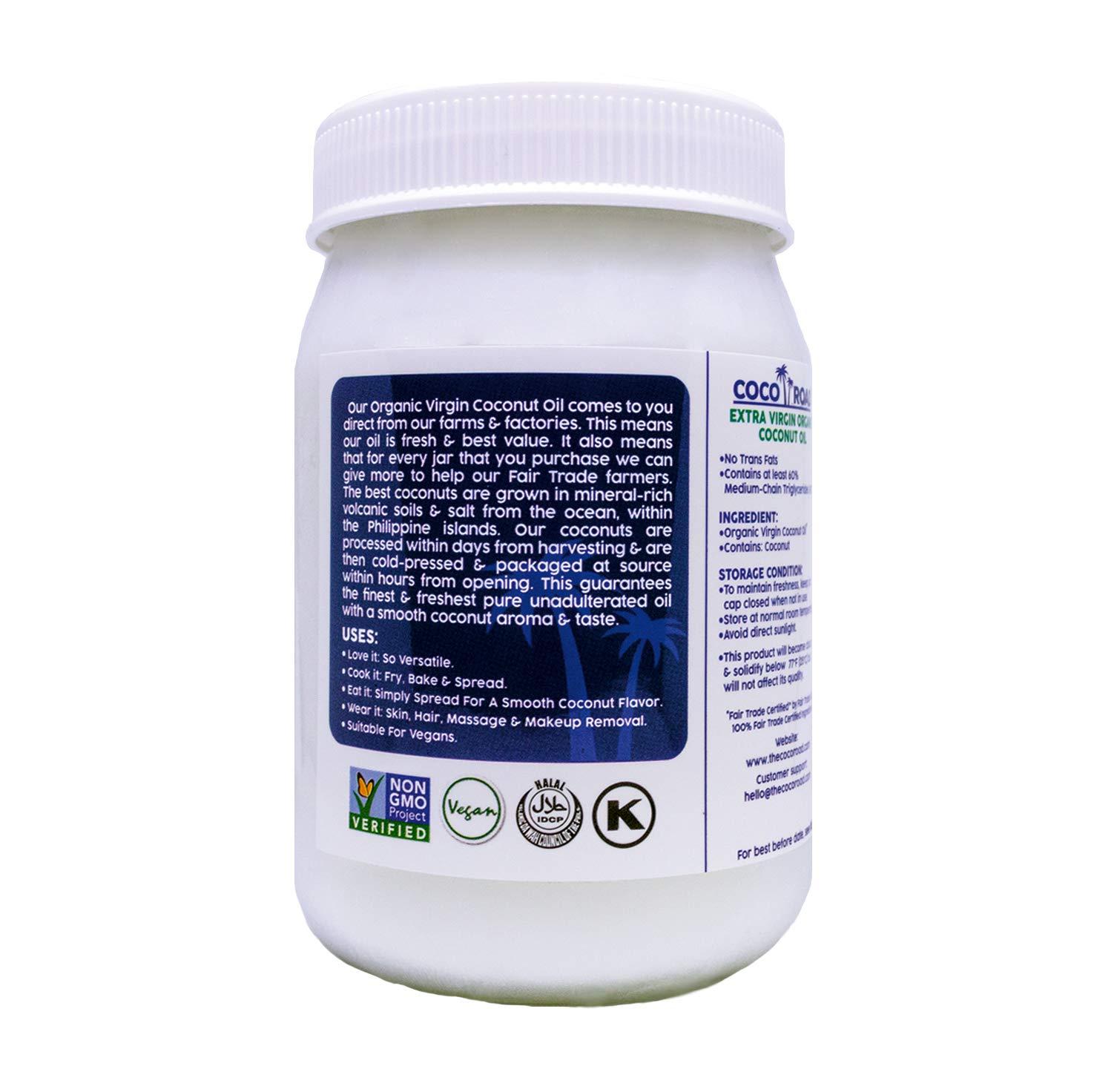 Organic Fair Trade Virgin Coconut Oil - 15 Fl Oz (Pack of 1) | Coco ...