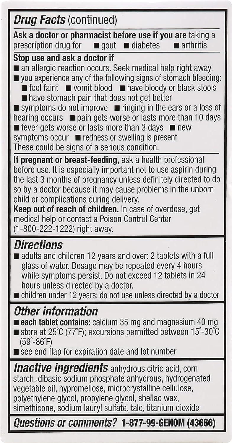 Bufferin Aspirin Pain Reliever 325mg Coated Tablets - 130 Count (Pack of 2)