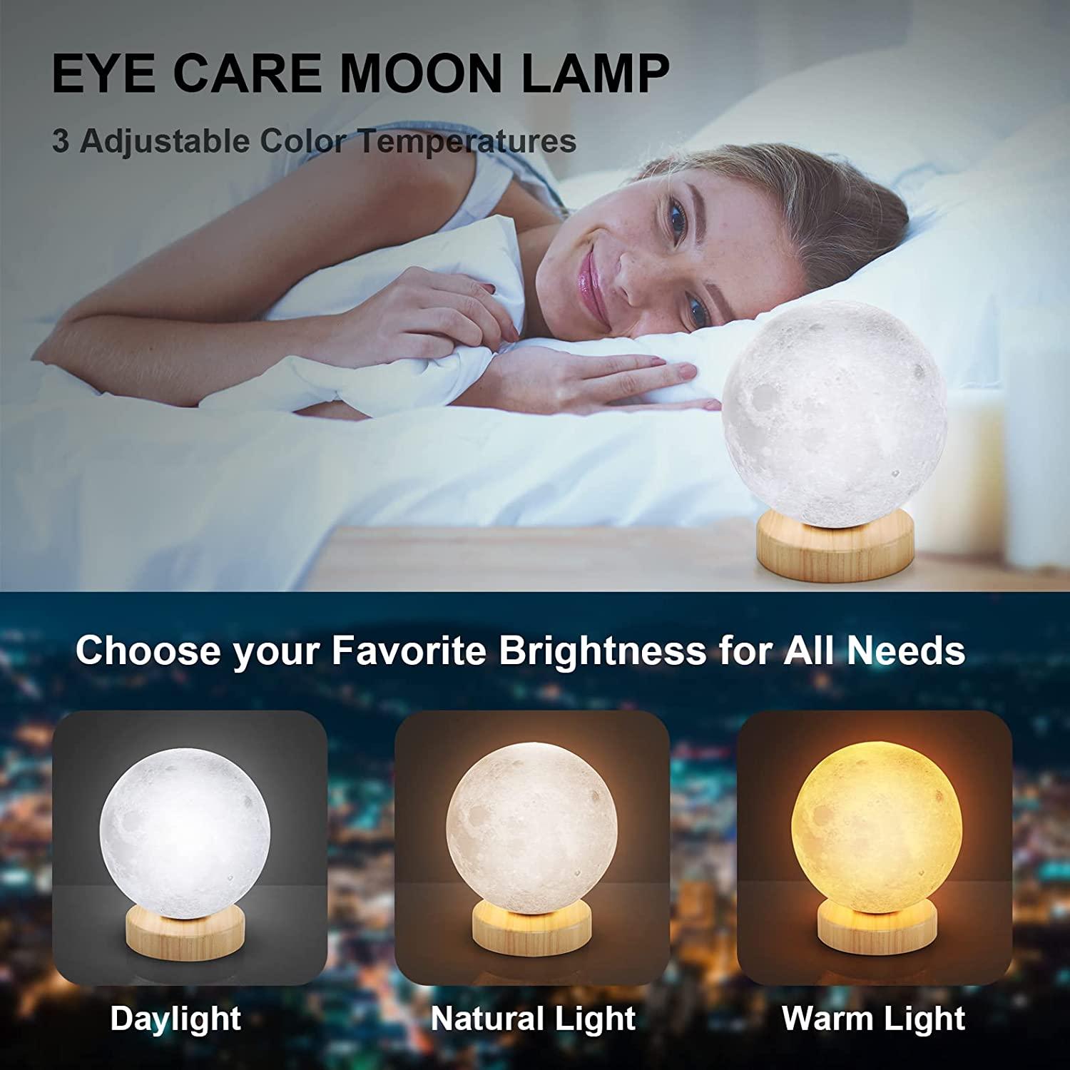 3D Printed Moon Desk Lamp | 10000 LUX Mood Light Therapy | Remote ...