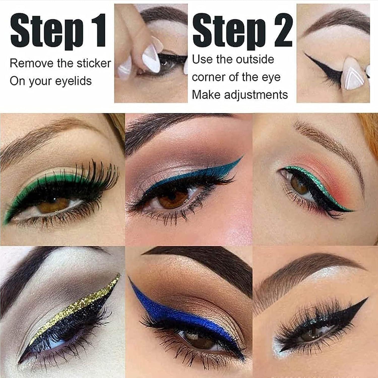 18 Pairs Reusable Eyeliner & Eyeshadow Fashion Stickers - Shiny Colors ...