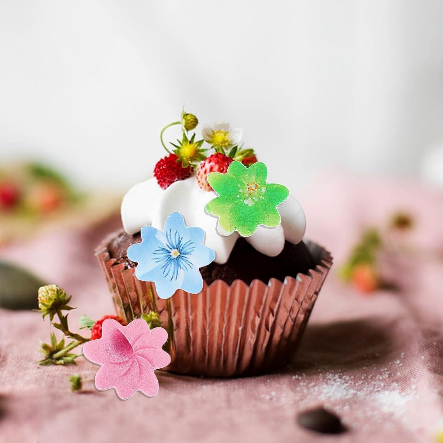 120pcs edible flowers cake toppers flower cupcake toppers flower decor ...