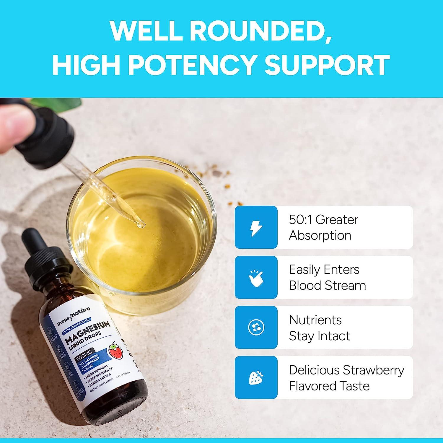 High Potency Magnesium Citrate Supplement 500mg Liquid Drops | Promotes ...