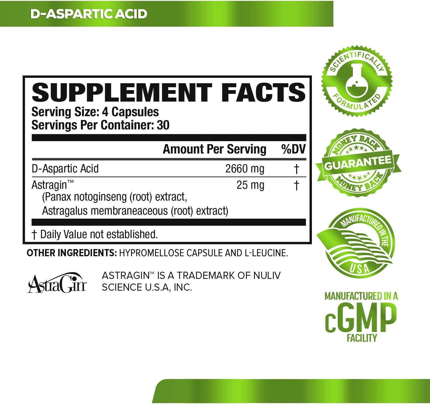 Jacked Factory DAA D Aspartic Acid Supplement | 120 Capsules for Muscle ...