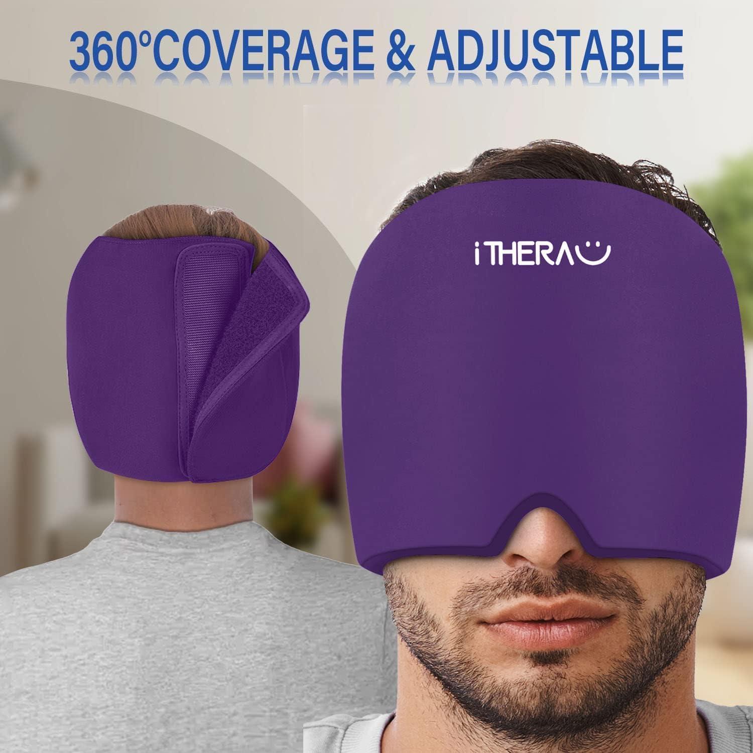 Itherau Migraine Mask | Adjustable 360 Headache Relief Cap | Cold Warm ...