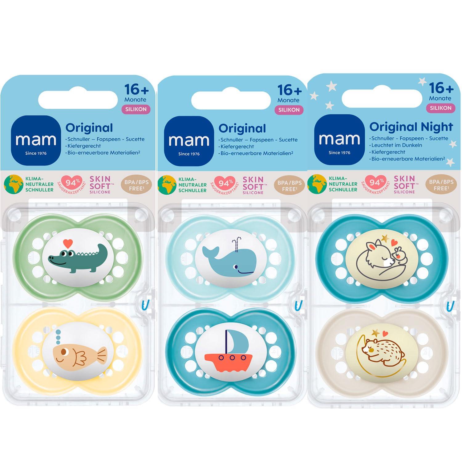 MAM Original Silicone Pacifiers Set for 16-36 Months | 6 Pack with ...