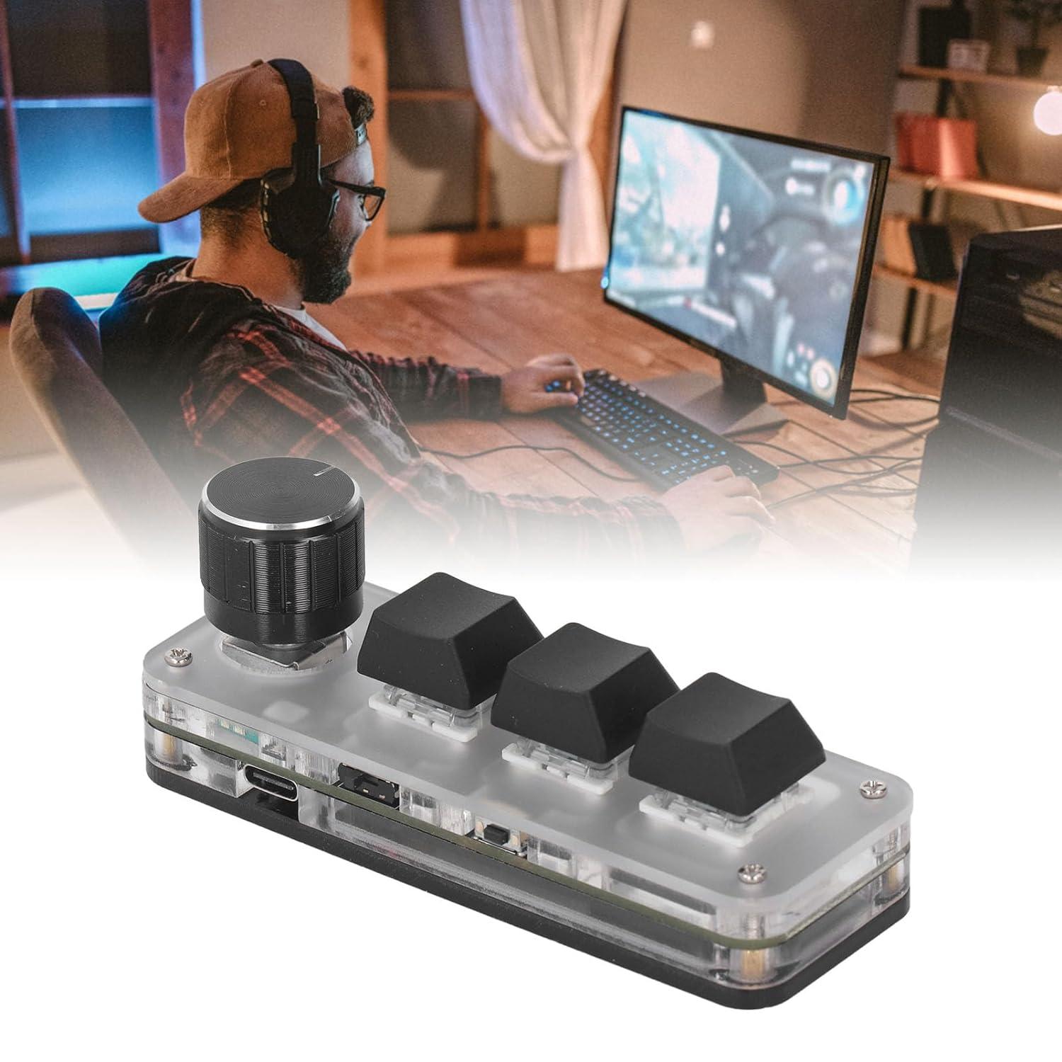 Mini Keypad Plug and Play Widely Used Programmable 3-Key Keypad Blue ...