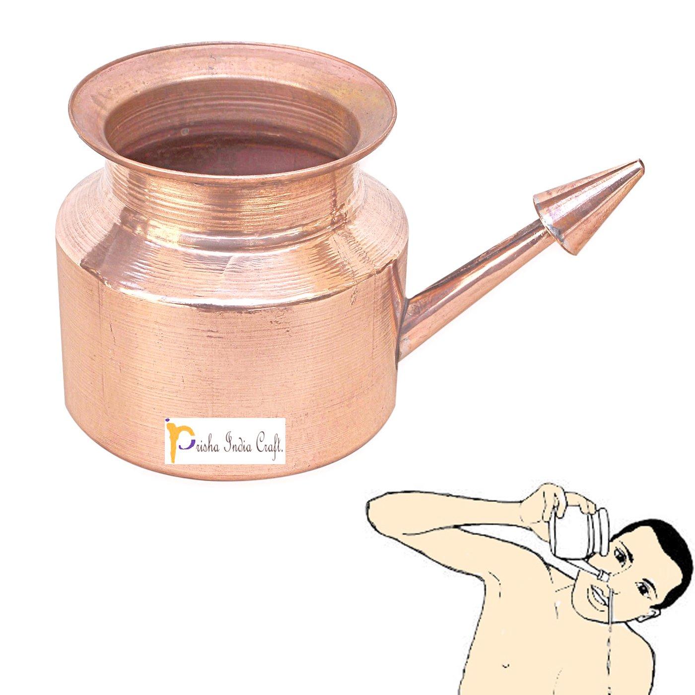 Prisha India Craft Copper Neti Pot | Sinus Irrigation (Gold) - Natural ...
