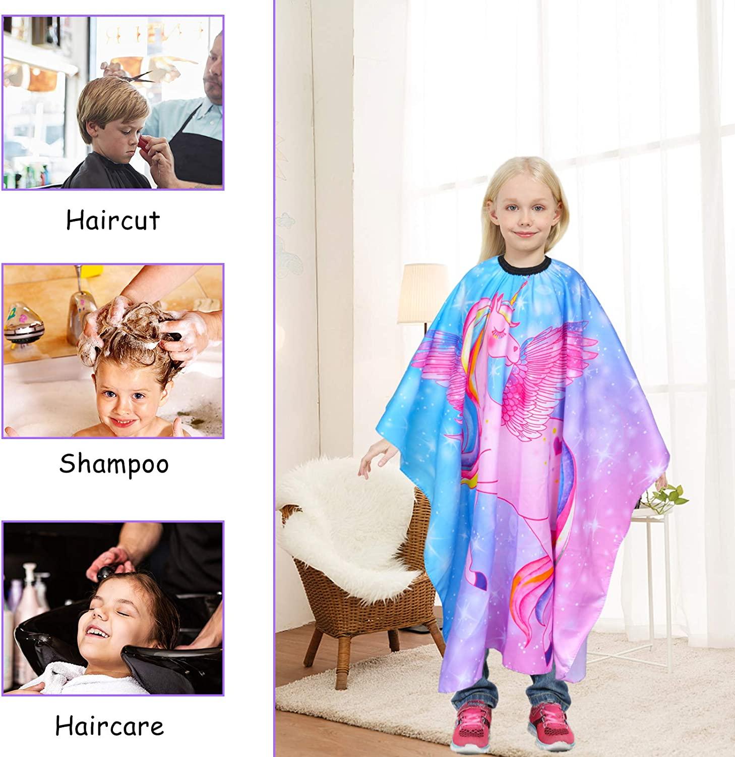 Kids Pink Unicorn Haircut Cape | Adjustable Neckline Barber Cape for ...