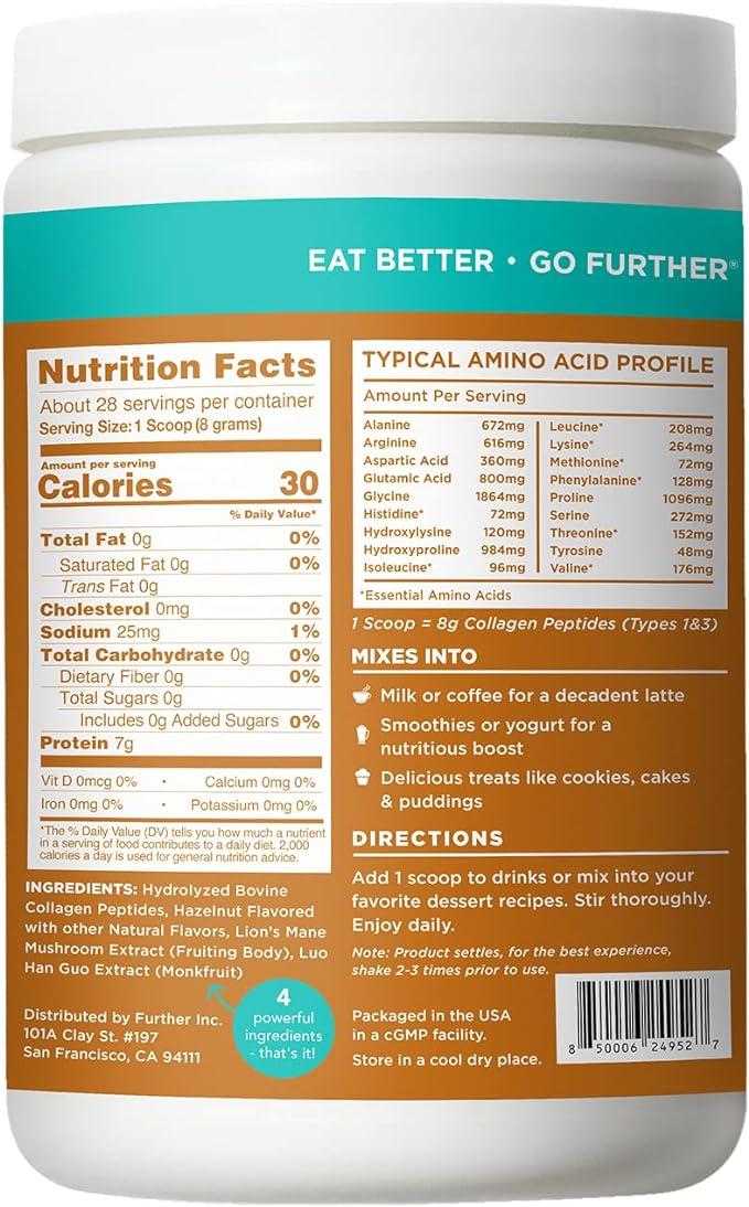Further Food Collagen Peptide Powder Hazelnut Blend with Lionâ s Mane ...