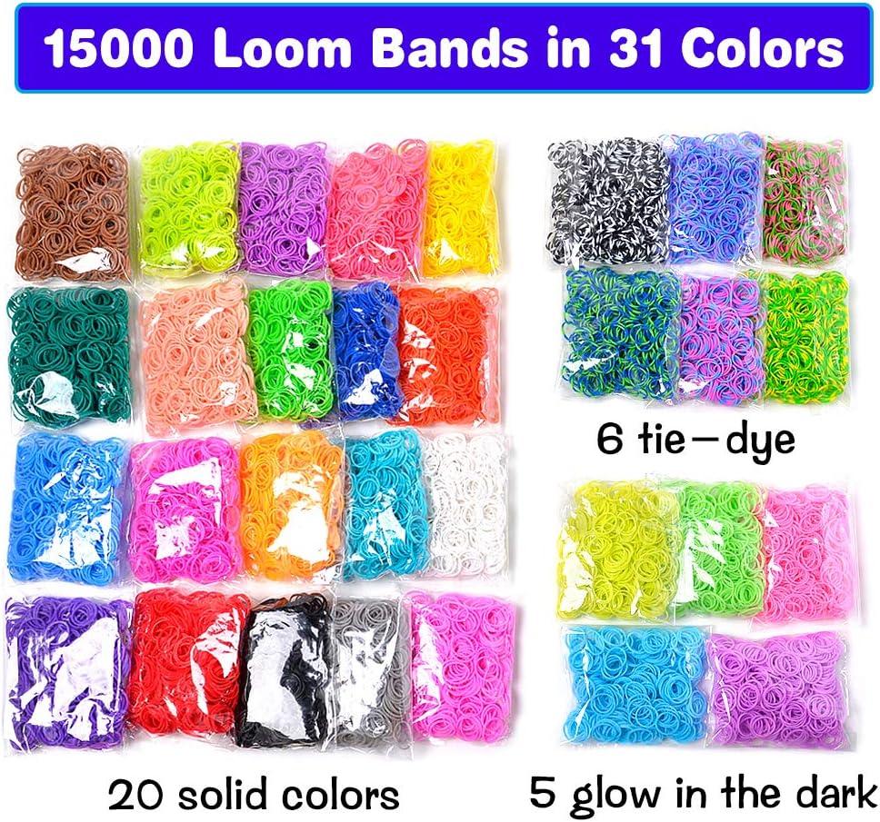 Alysontech 15000+ Loom Rubber Band Refill Kit in 31 Colors, Bracelet ...